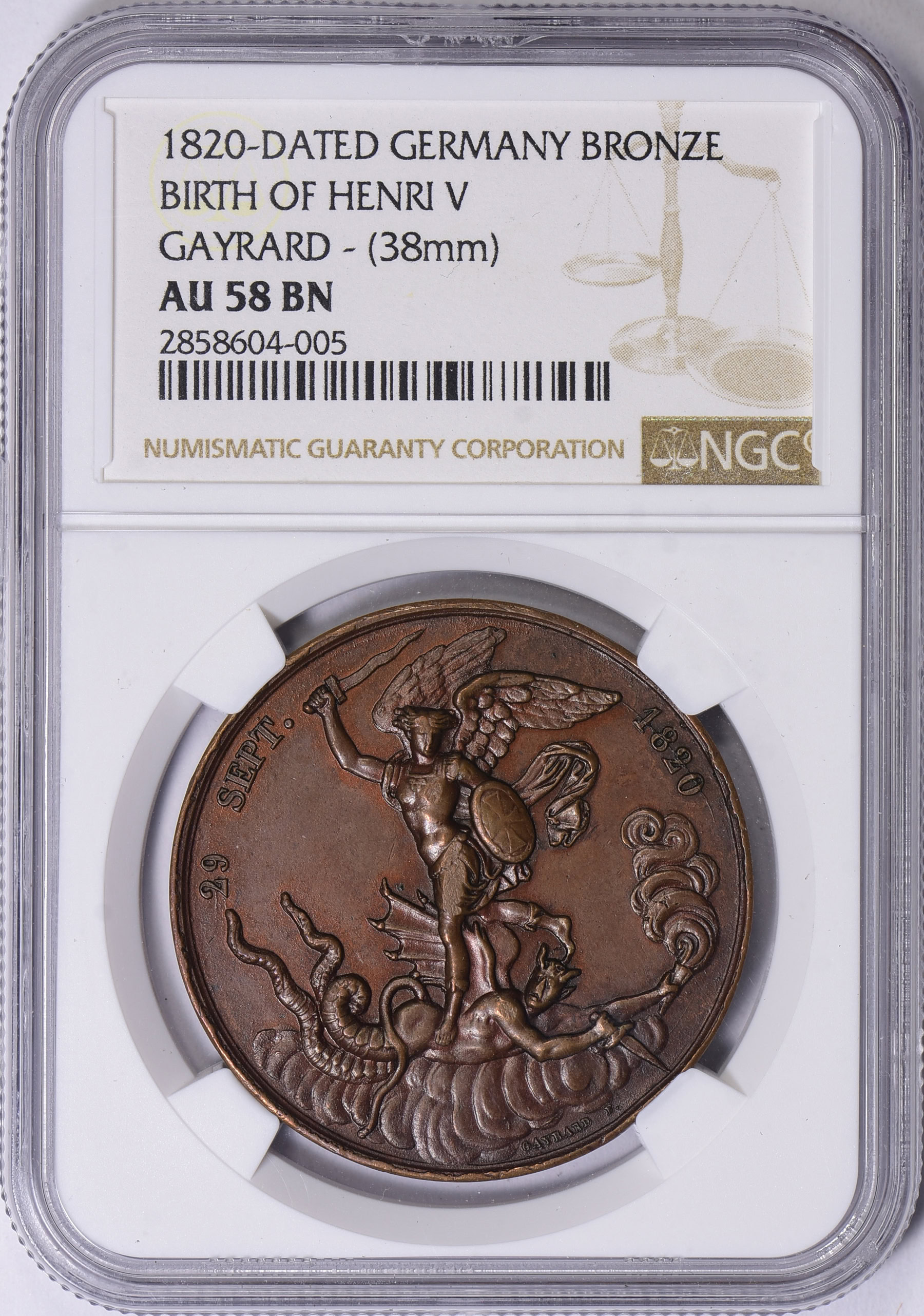 Germany 1820 Bronze 38mm Birth of Henri V Medal NGC AU-58 BN | NGC Cert ...