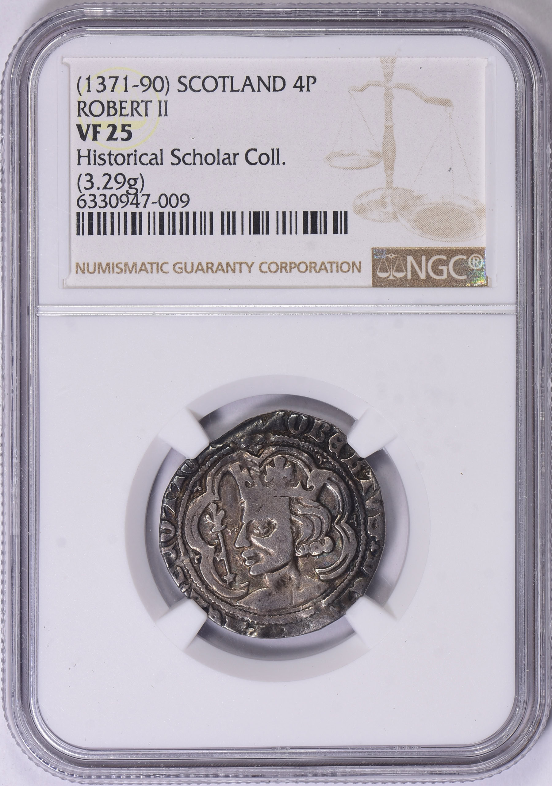 Scotland ND (1371-90) Silver Groat (4 Pence) of Robert II NGC VF-25 (Ex ...