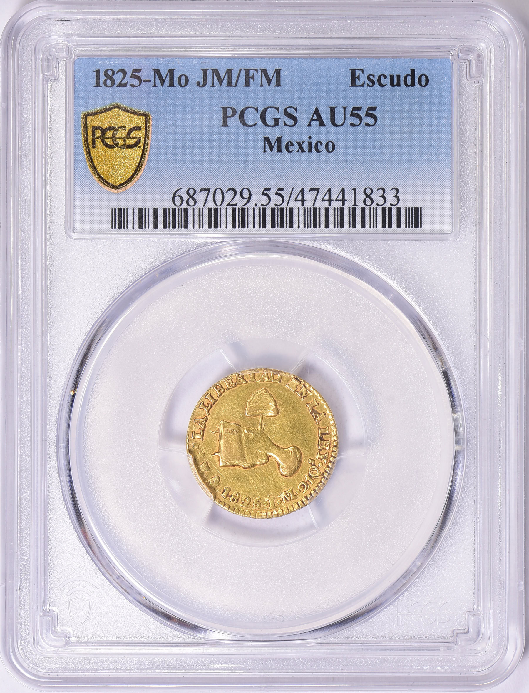 Mexico 1825-Mo JM/FM Gold Escudo KM-379.5 PCGS AU-55 (AGW = 0.0951 oz ...