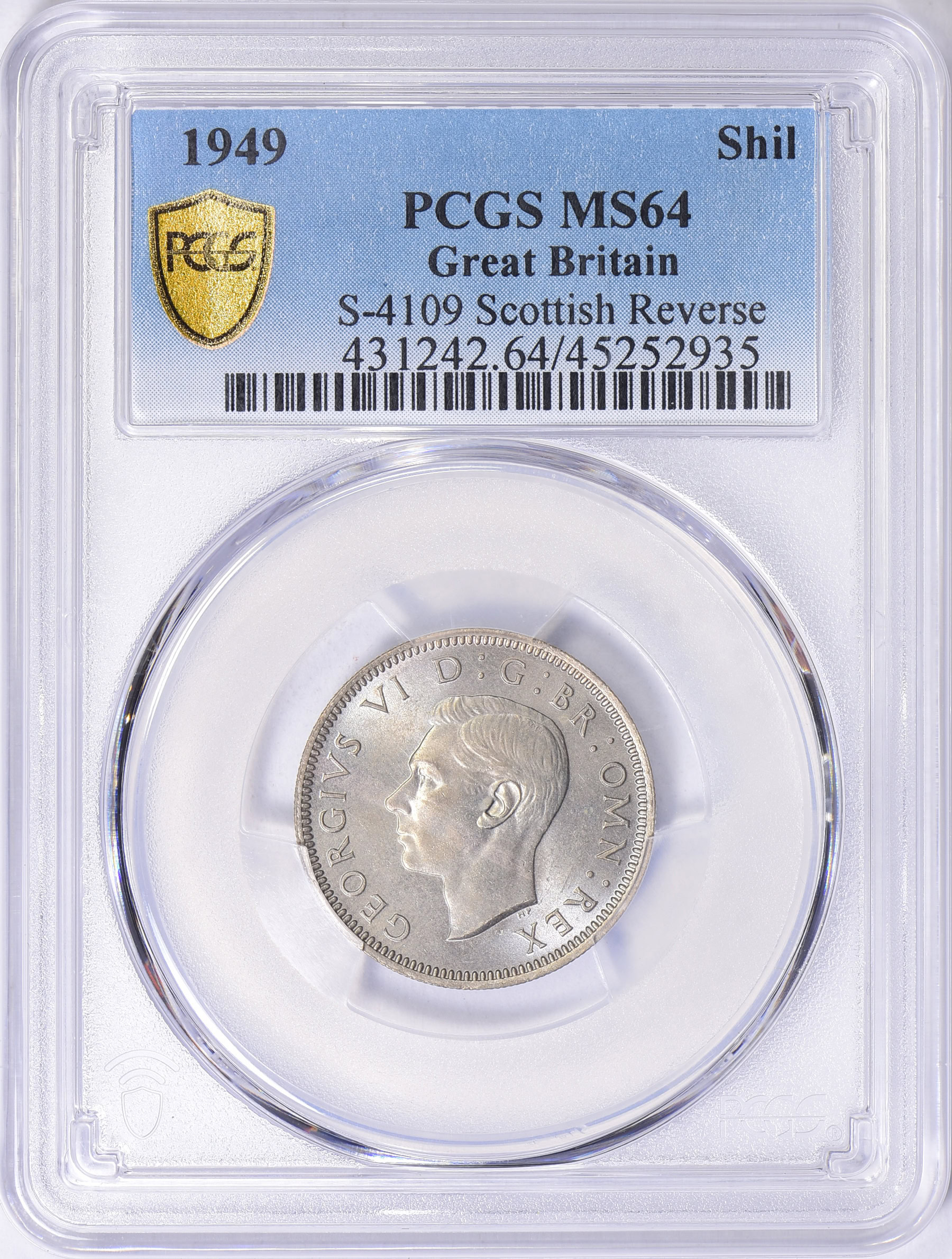 Great Britain 1949 Shilling Scottish Reverse KM-877 PCGS MS-64 (Item ...