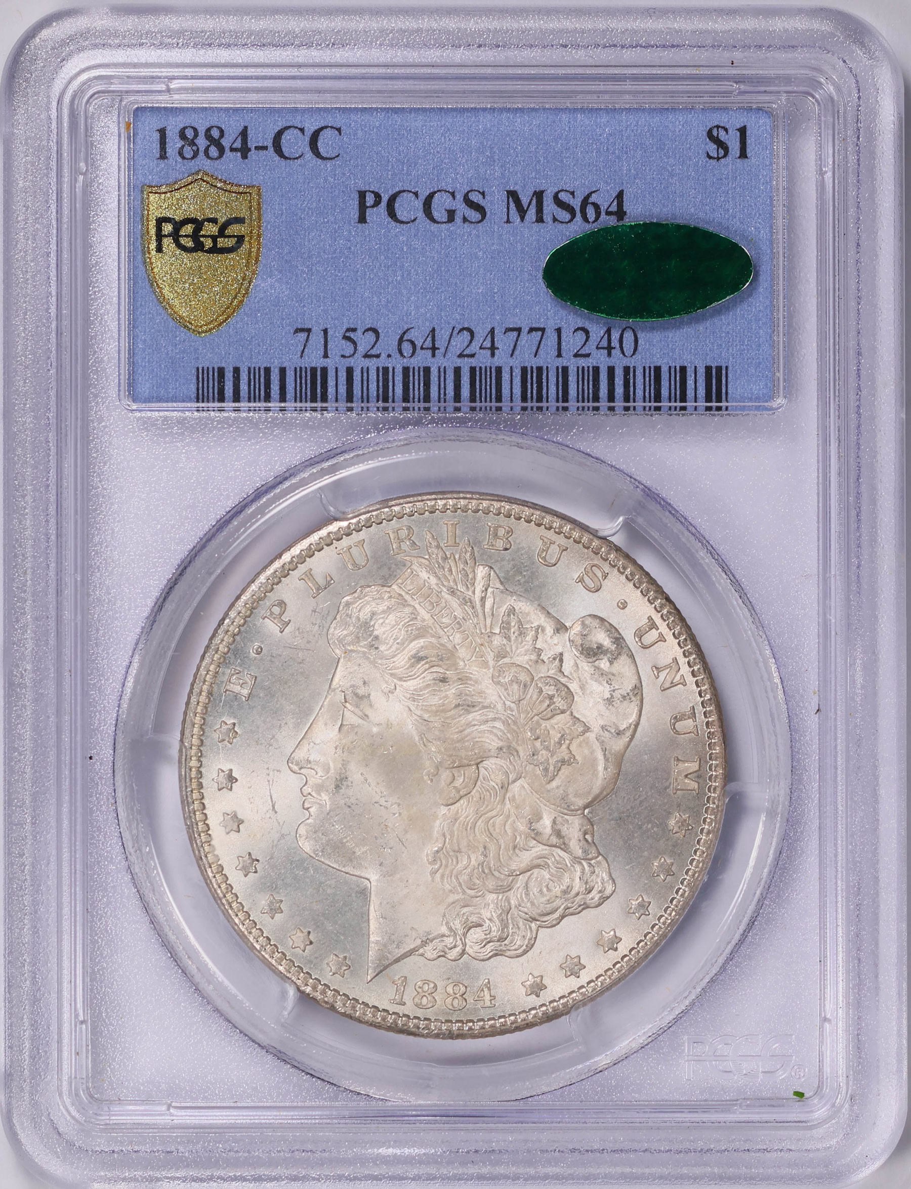 1884-CC Morgan Silver Dollar PCGS MS-64 (CAC Green) (Toned) (Item 1693085) | GreatCollections ...