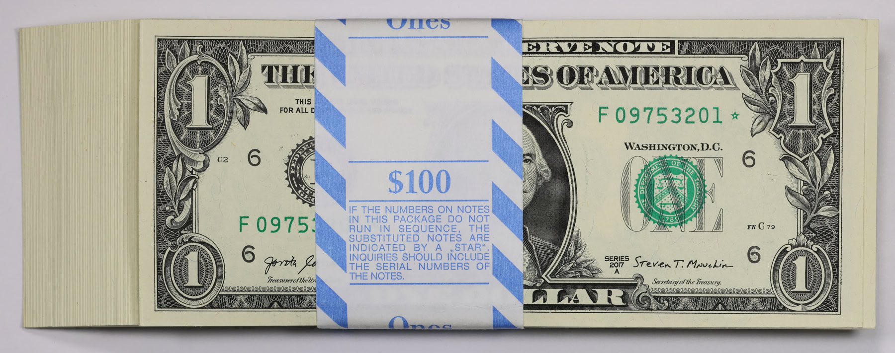 Fr. 3005-F* (F* Block) 2017A $1 Atlanta Federal Reserve Star Note Pack ...