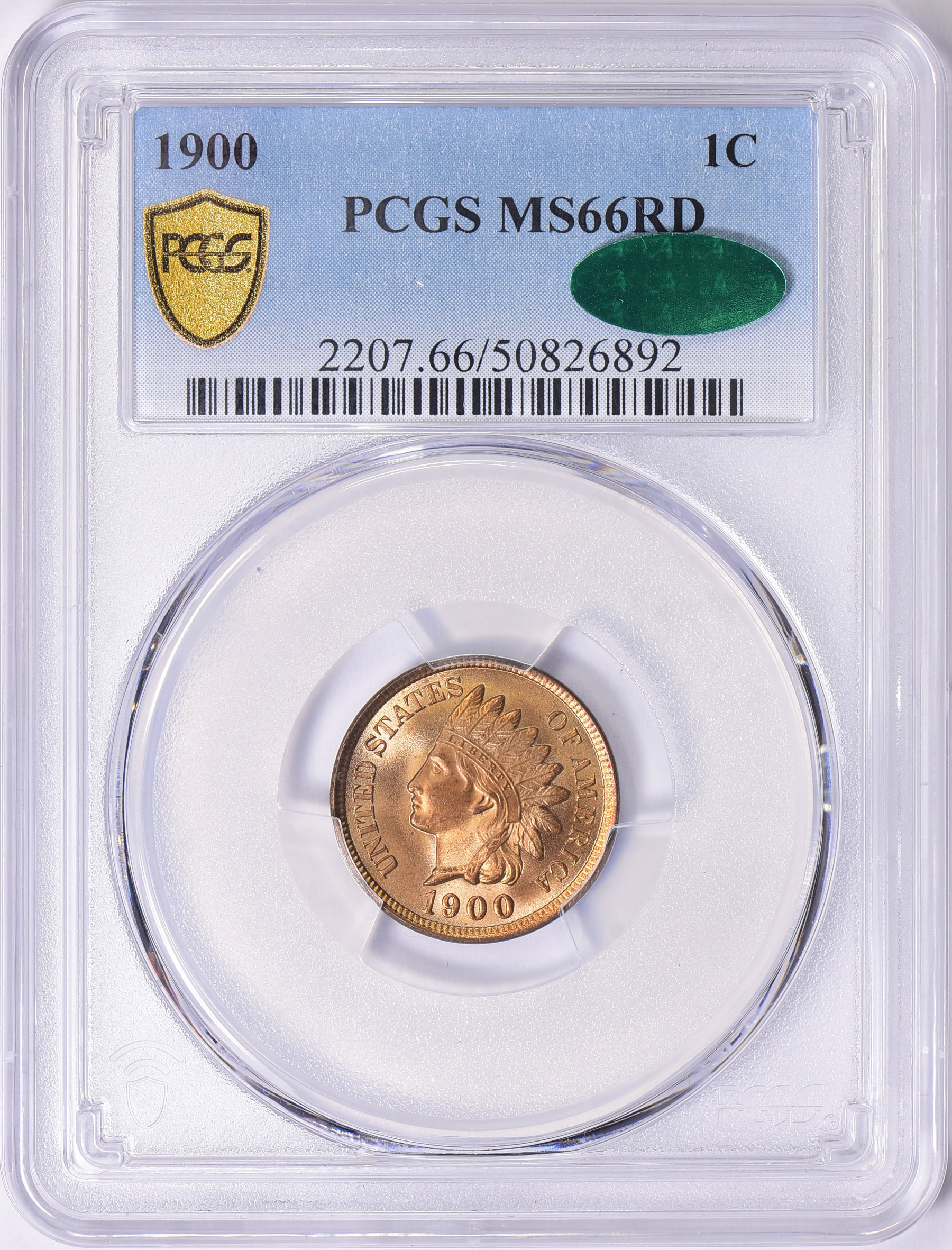 1900 Indian Cent PCGS MS-66 RD (CAC Green) (Item 1693191) | GreatCollections Coin Auctions