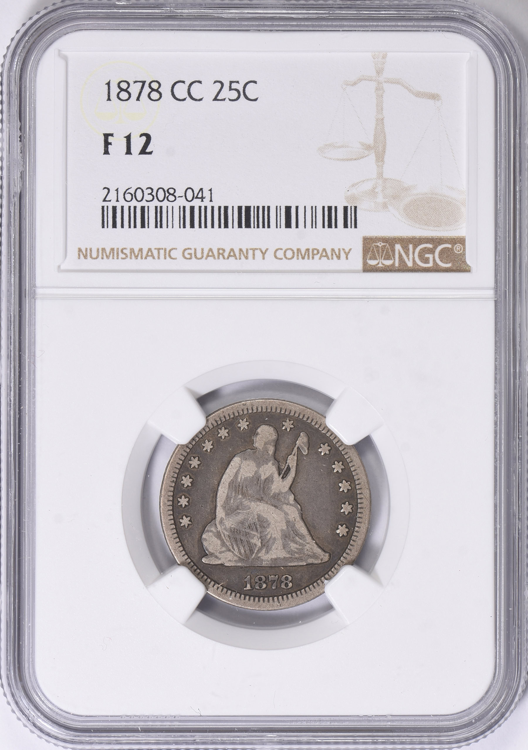 1878-CC Seated Liberty Quarter NGC F-12 (Item 1693254) | GreatCollections Coin Auctions