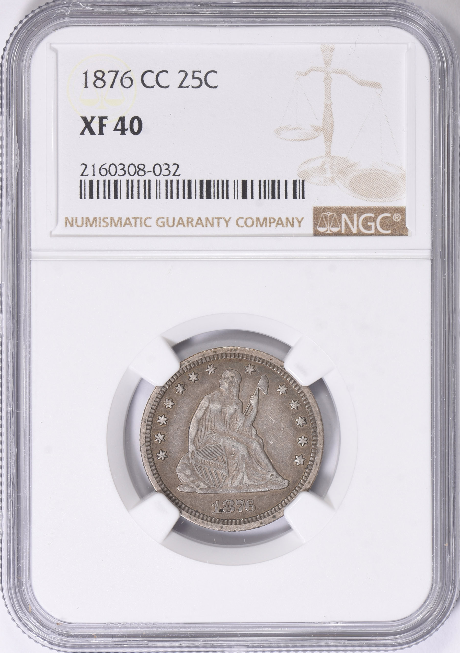 1876-CC Seated Liberty Quarter NGC XF-40 (Item 1693260) | GreatCollections Coin Auctions