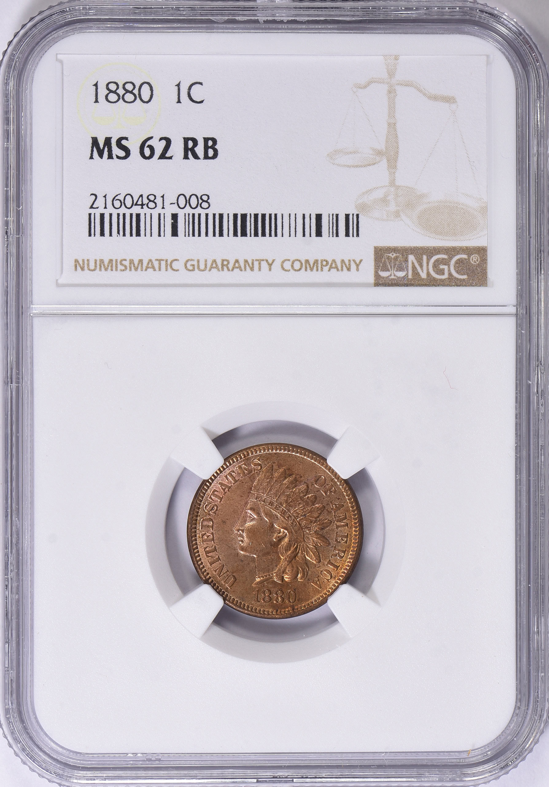 1880 Indian Cent NGC MS-62 RB (Item 1693310) | GreatCollections Coin Auctions
