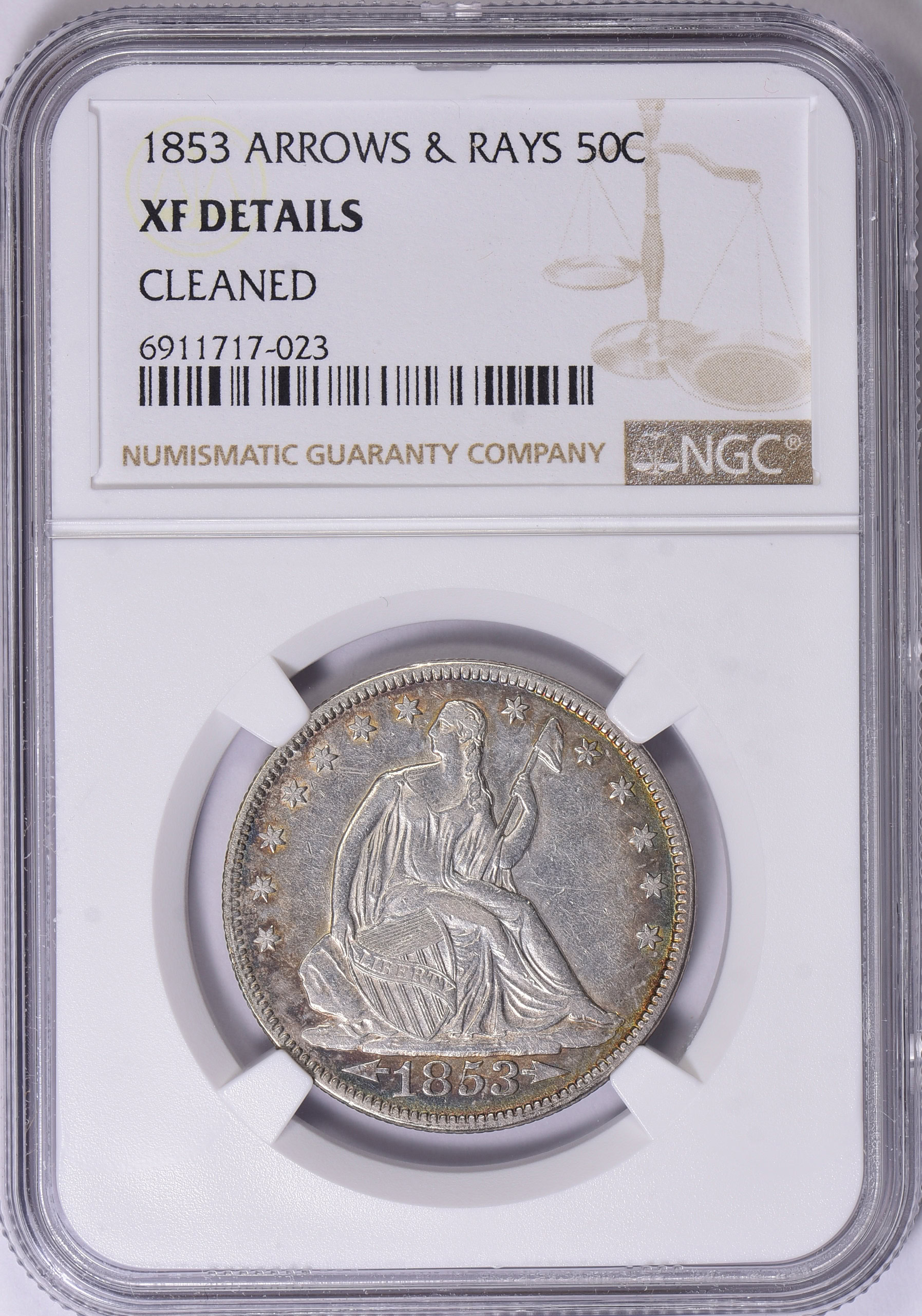 1853 Seated Liberty Half Dollar Arrows and Rays NGC XF Details (Item 1693324) | GreatCollections ...