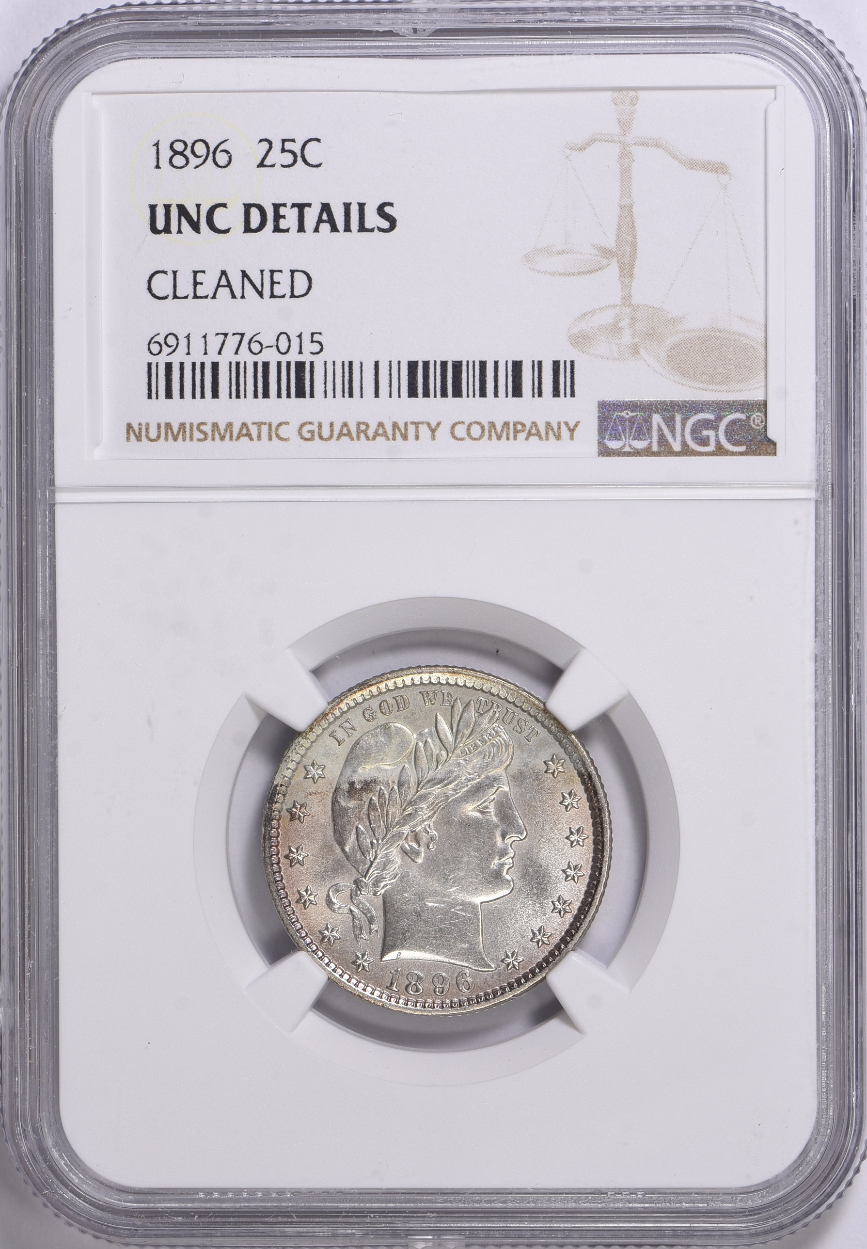 1896 Barber Quarter NGC Unc Details (Item 1693340) | GreatCollections Coin Auctions