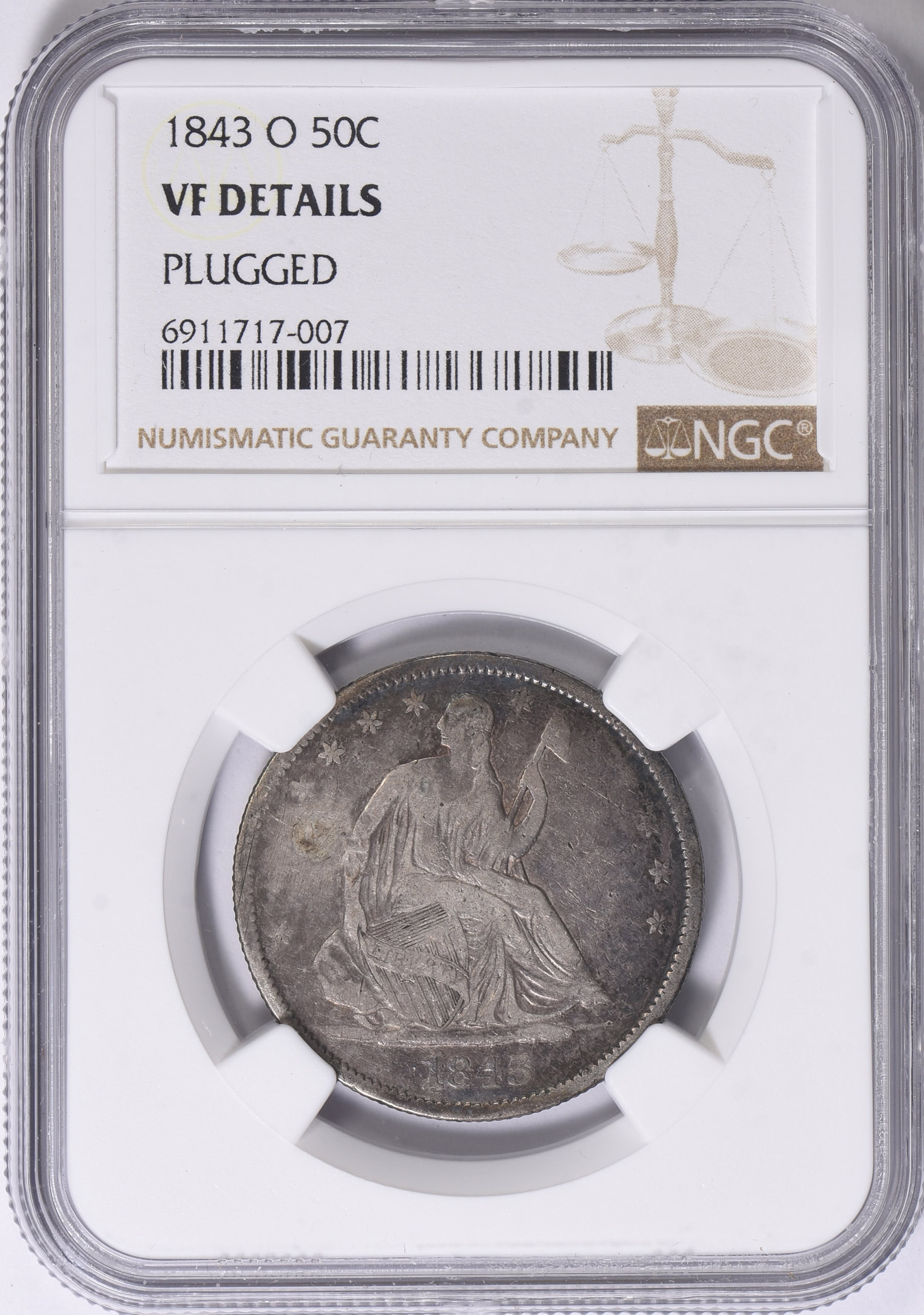 1843-O Seated Liberty Half Dollar NGC VF Details (Item 1693361) | GreatCollections Coin Auctions