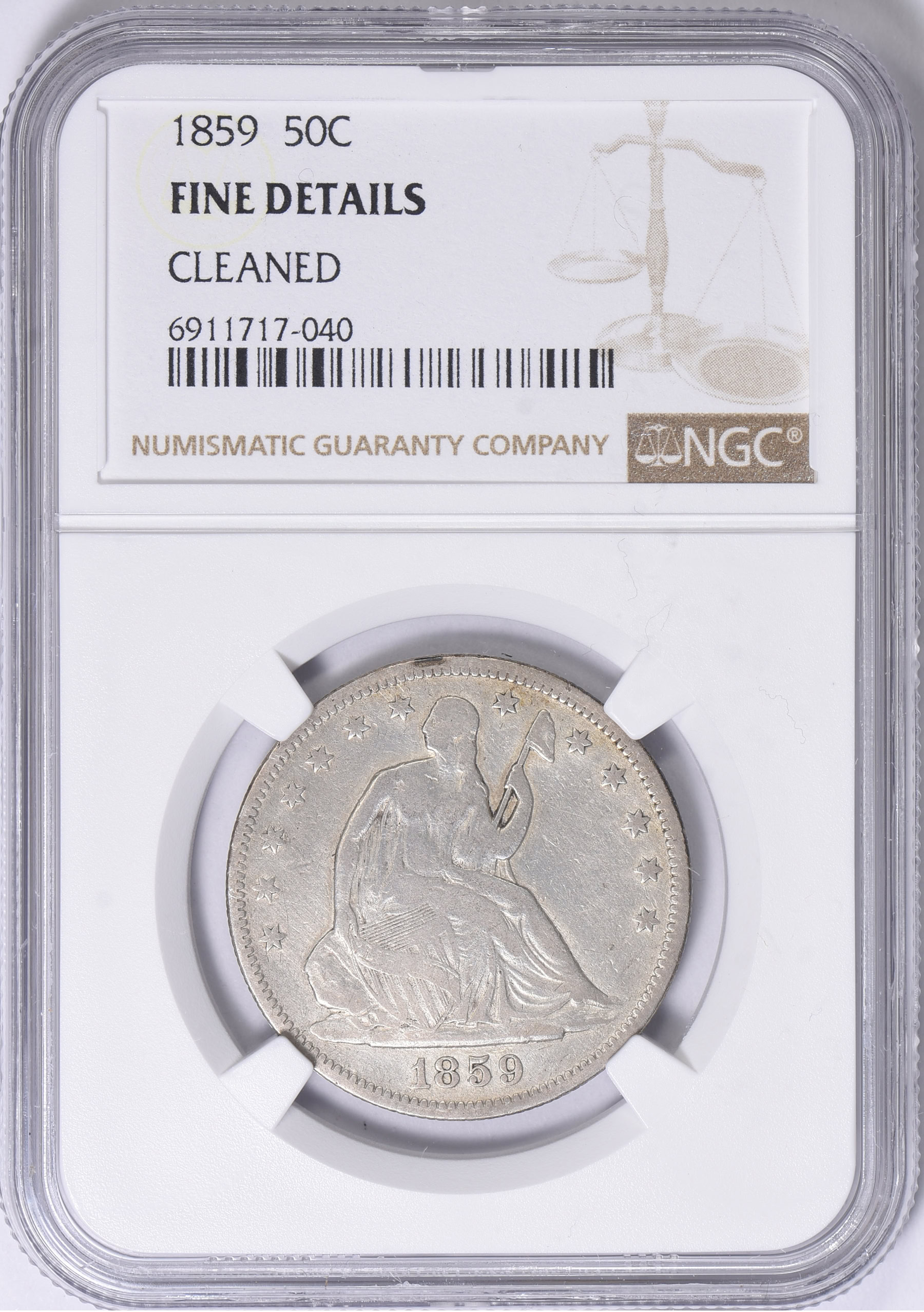 1859 Seated Liberty Half Dollar NGC Fine Details (Item 1693412) | GreatCollections Coin Auctions