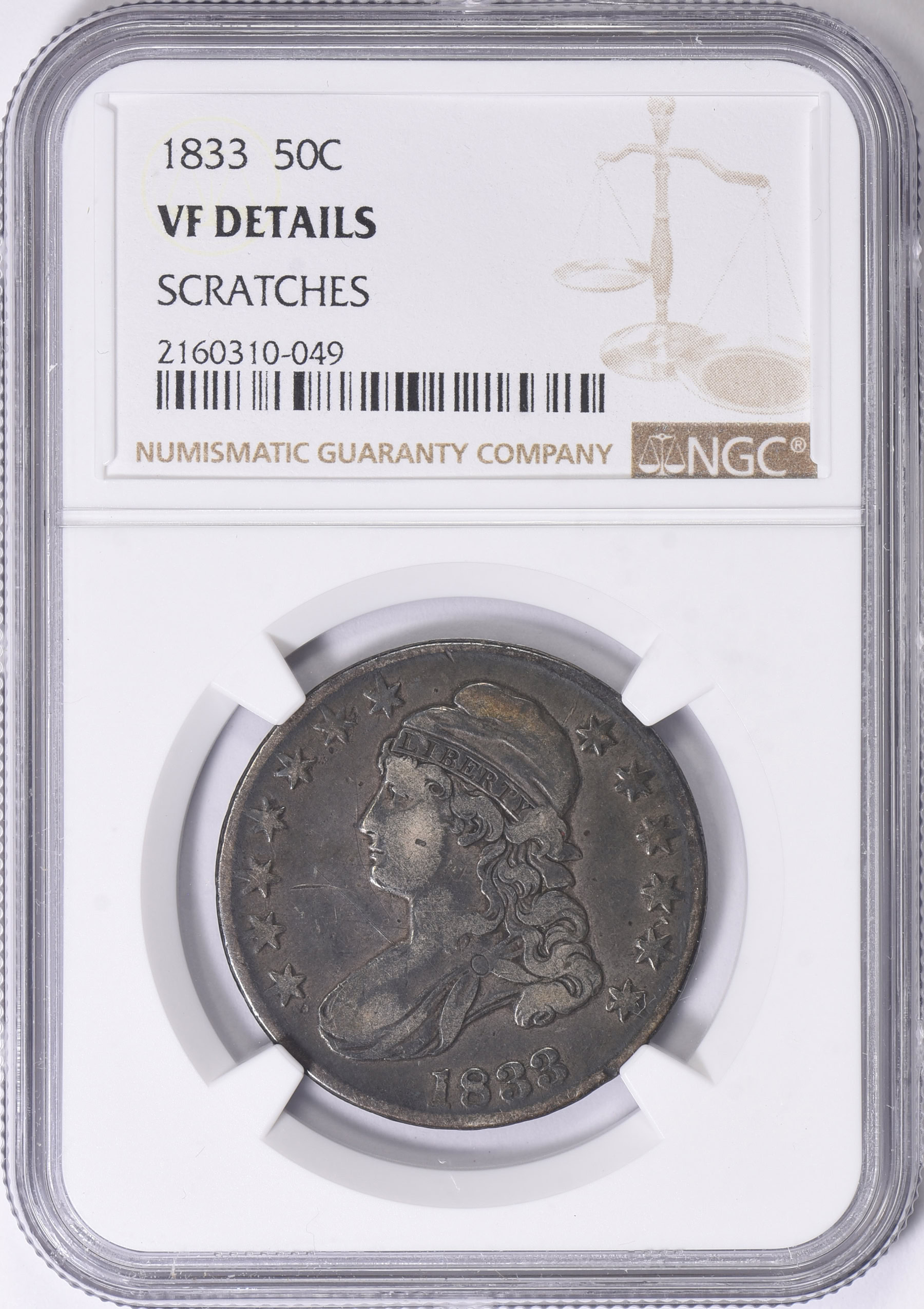 1833 Capped Bust Half Dollar NGC VF Details (Item 1693439 ...