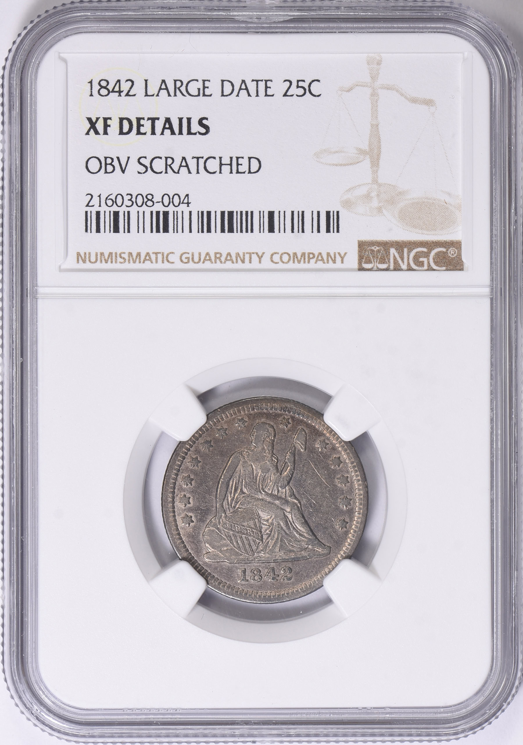 1842 Seated Liberty Quarter NGC XF Details (Item 1693449 ...