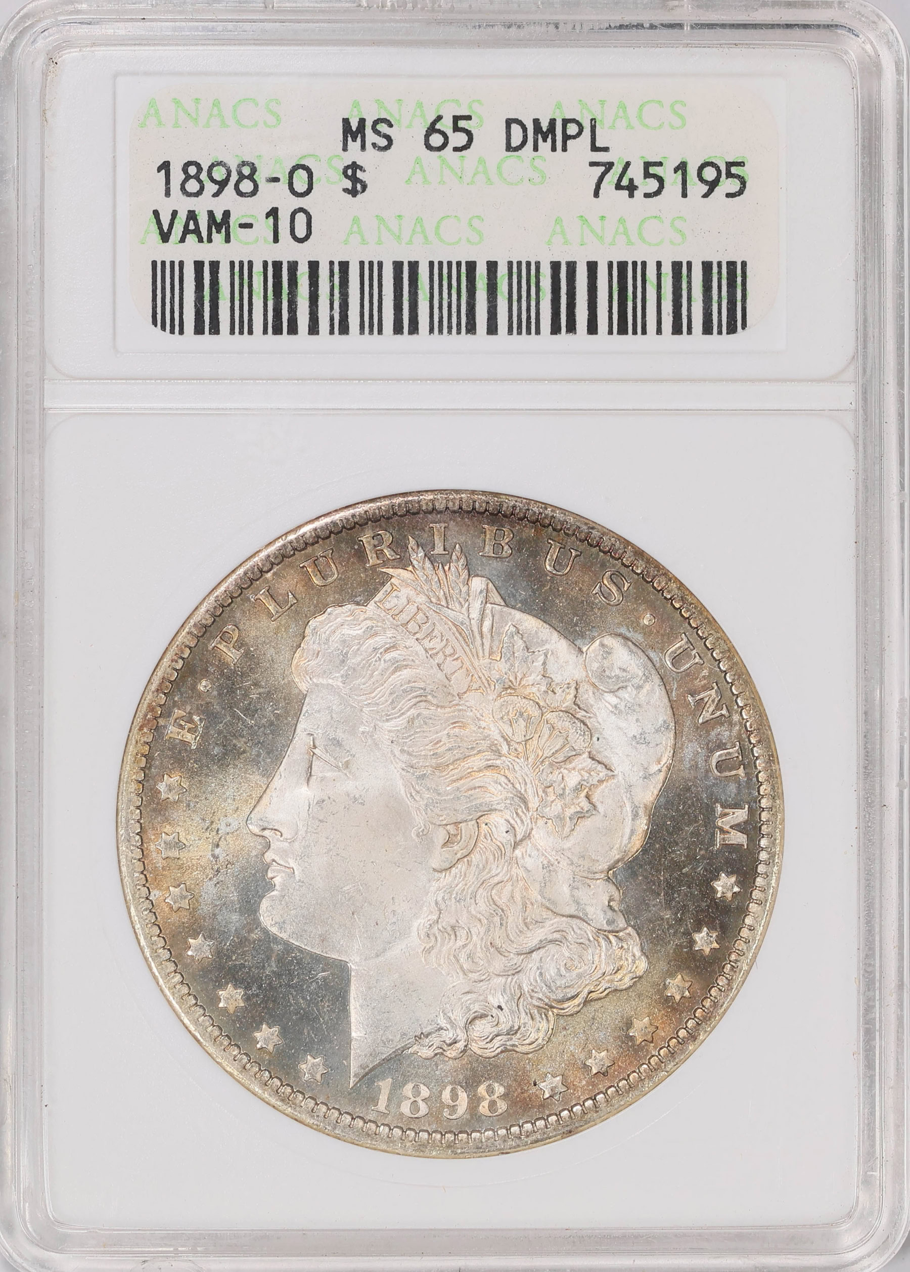 1898-O Morgan Silver Dollar VAM-10 ANACS MS-65 DMPL OH (Toned) (Item 1693507) | GreatCollections ...