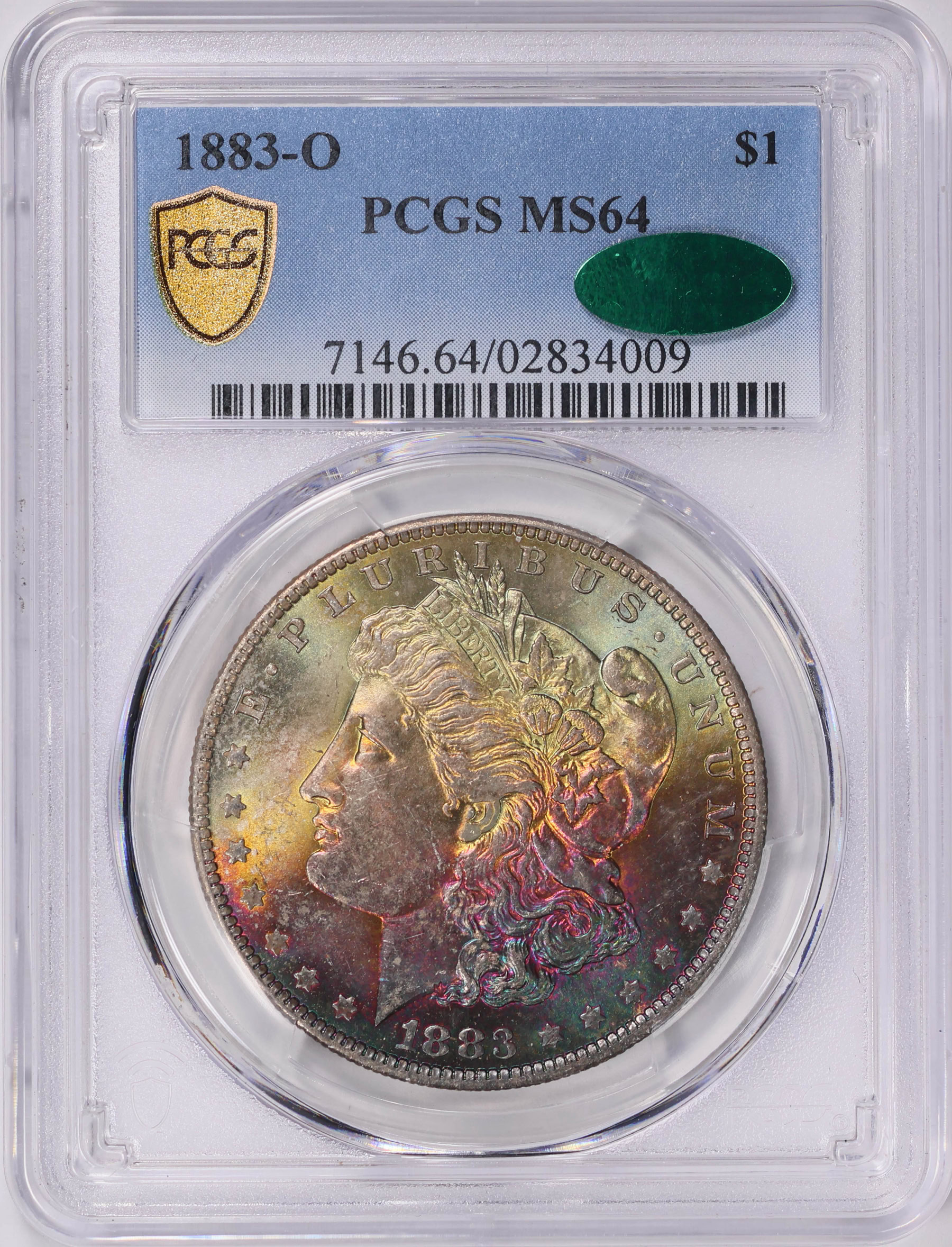 1883-O Morgan Silver Dollar PCGS MS-64 (CAC Green) (Toned) (Item 1693588) | GreatCollections ...