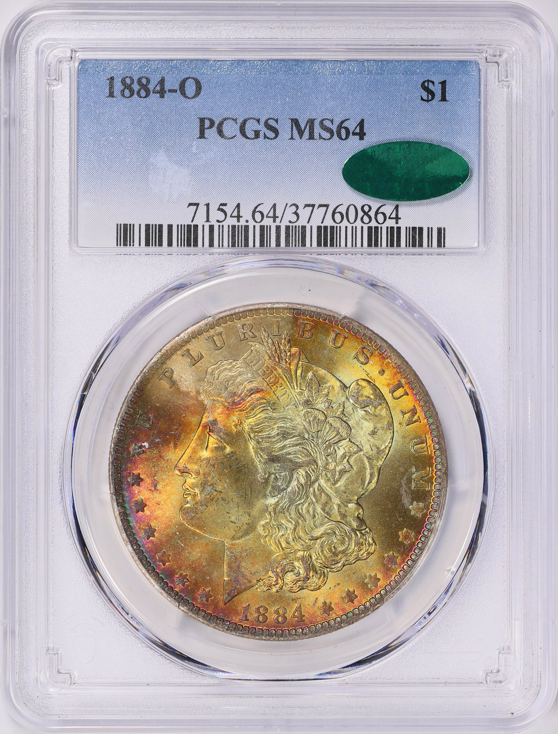 1884-O Morgan Silver Dollar PCGS MS-64 (CAC Green) (Toned) (Item 1693590) | GreatCollections ...
