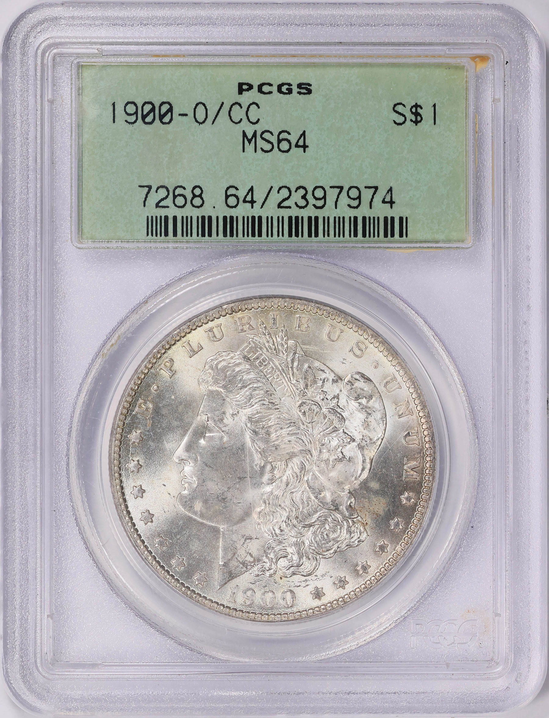 1900-O/CC Morgan Silver Dollar PCGS MS-64 OGH (Item 1693605) | GreatCollections Coin Auctions