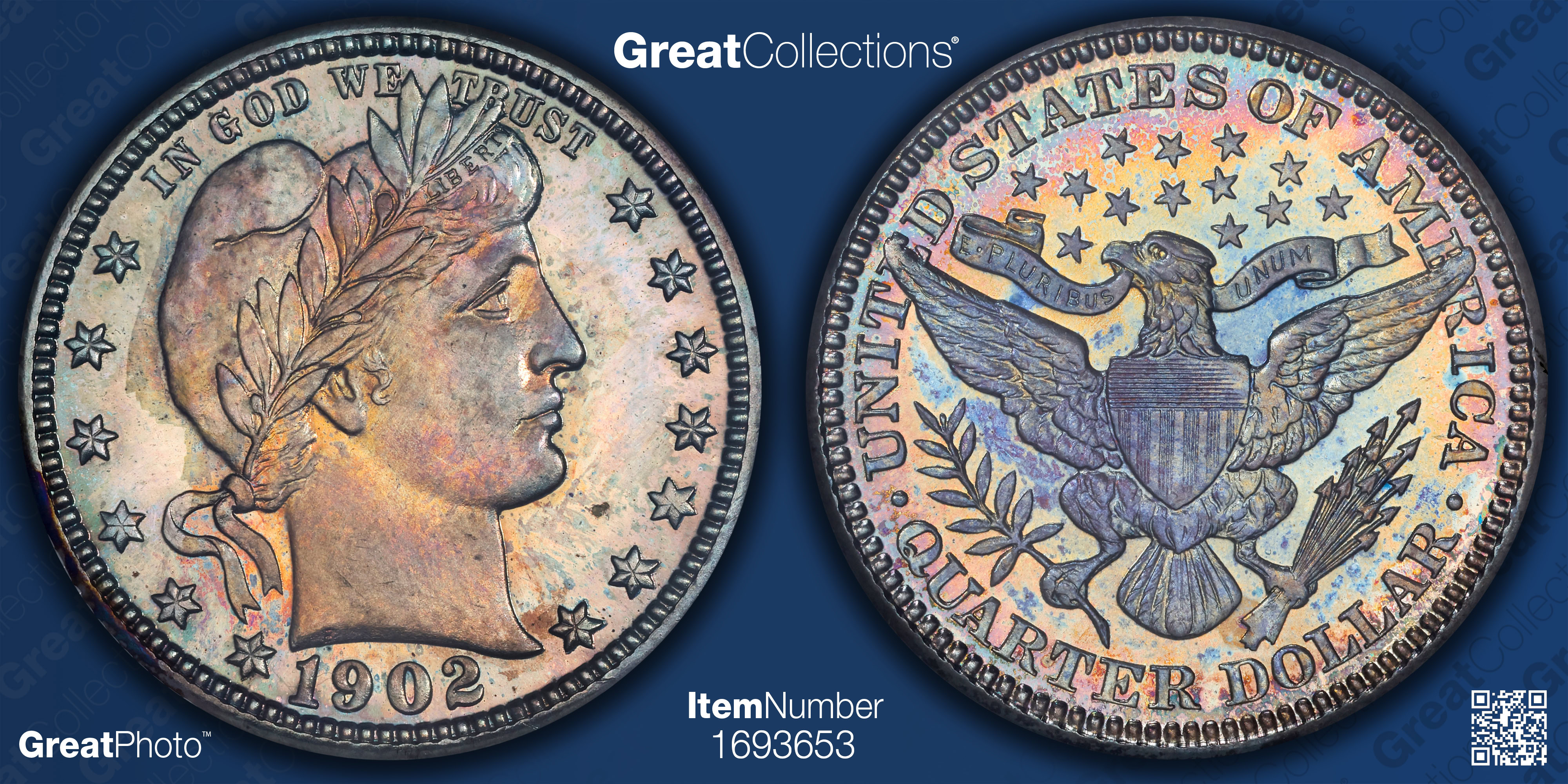 1902 Barber Quarter NGC Proof-66 OH (Toned) (Item 1693653 ...