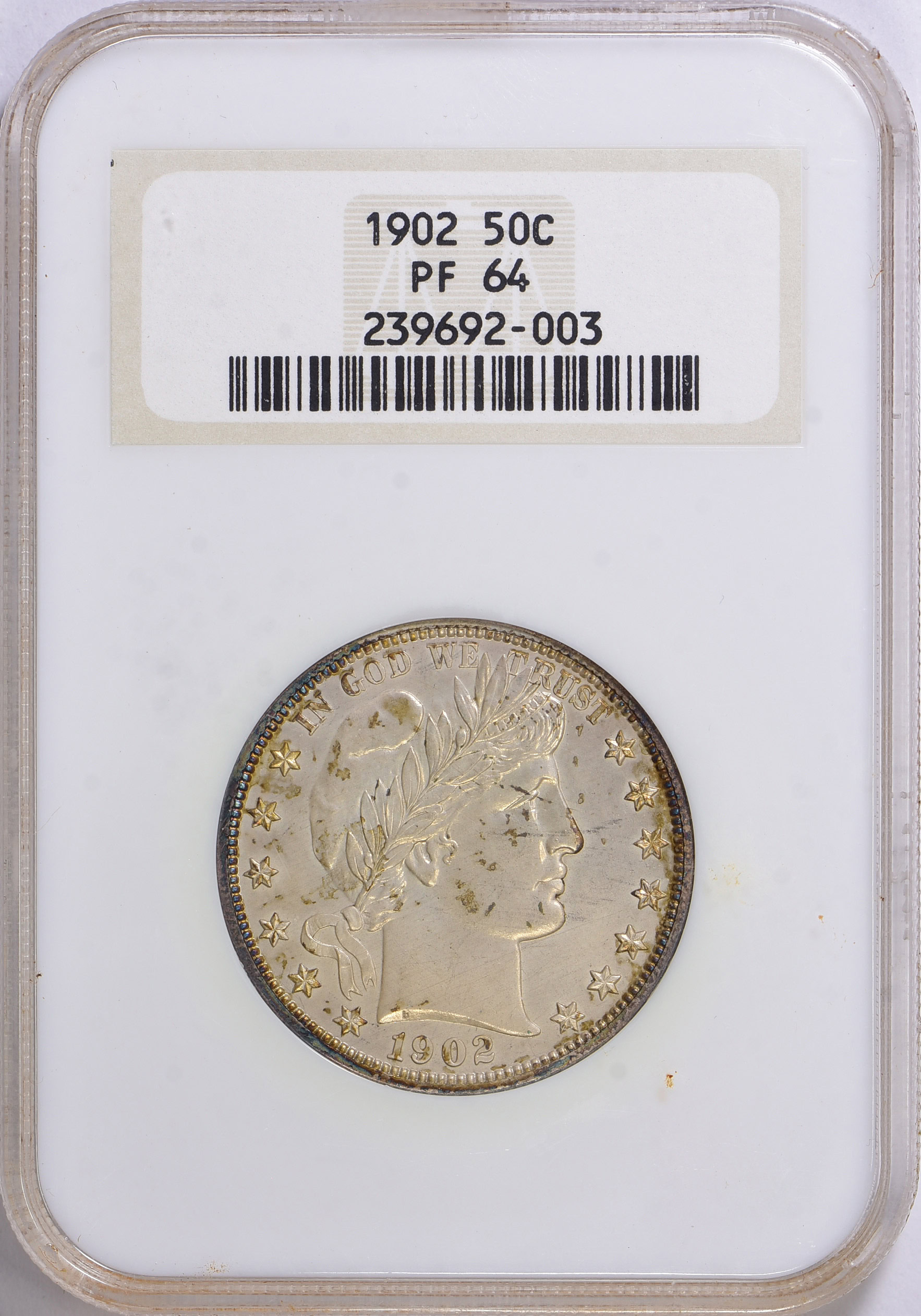 1902 Barber Half Dollar NGC Proof-64 OH (Toned) (Item 1693654) | GreatCollections Coin Auctions