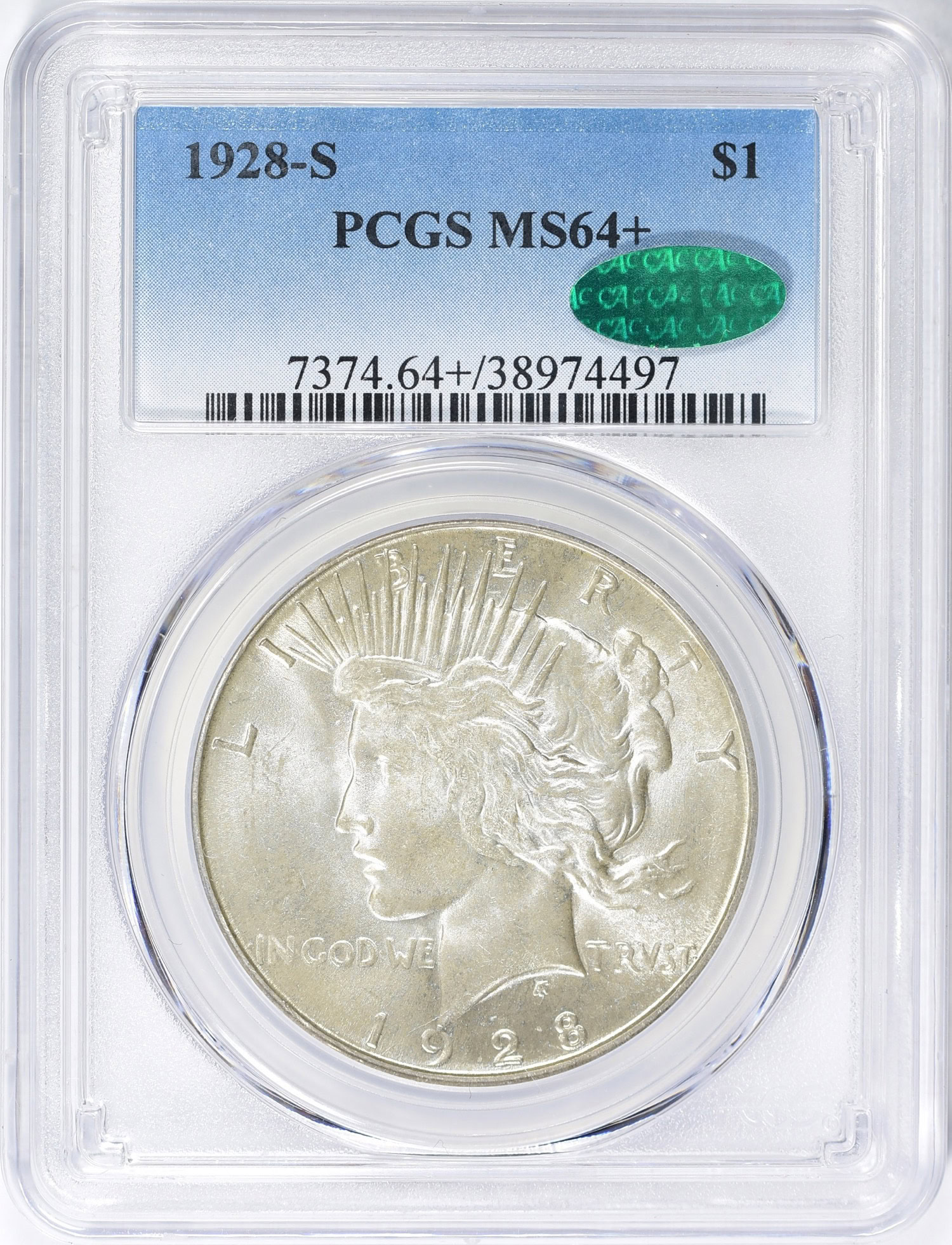 1928-S Peace Silver Dollar PCGS MS-64+ (CAC Green) (Item 1693676 ...