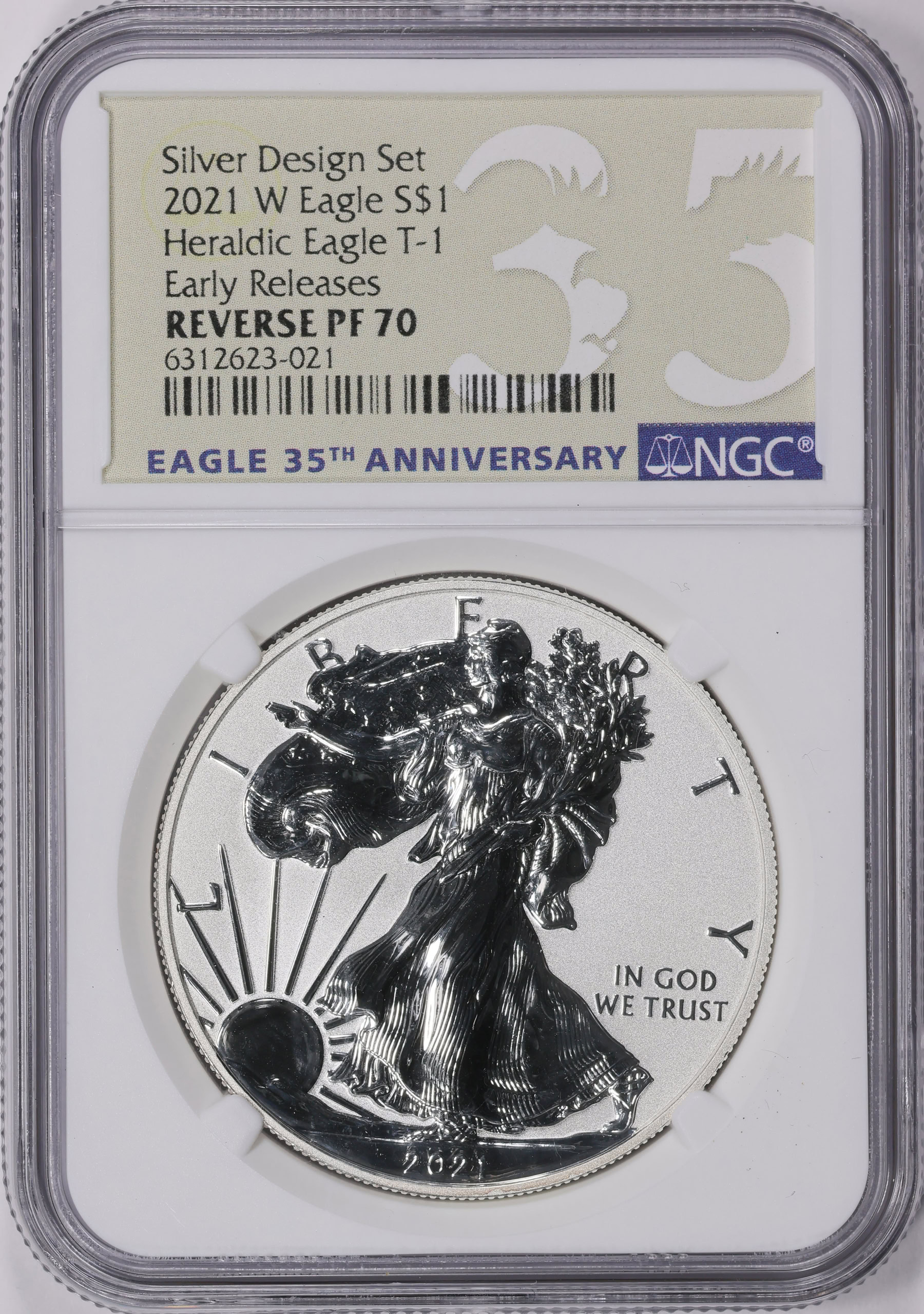 2021-W $1 Silver Eagle Type 1 Reverse Proof Designer Edition Early Releases NGC Proof-70 (Item ...