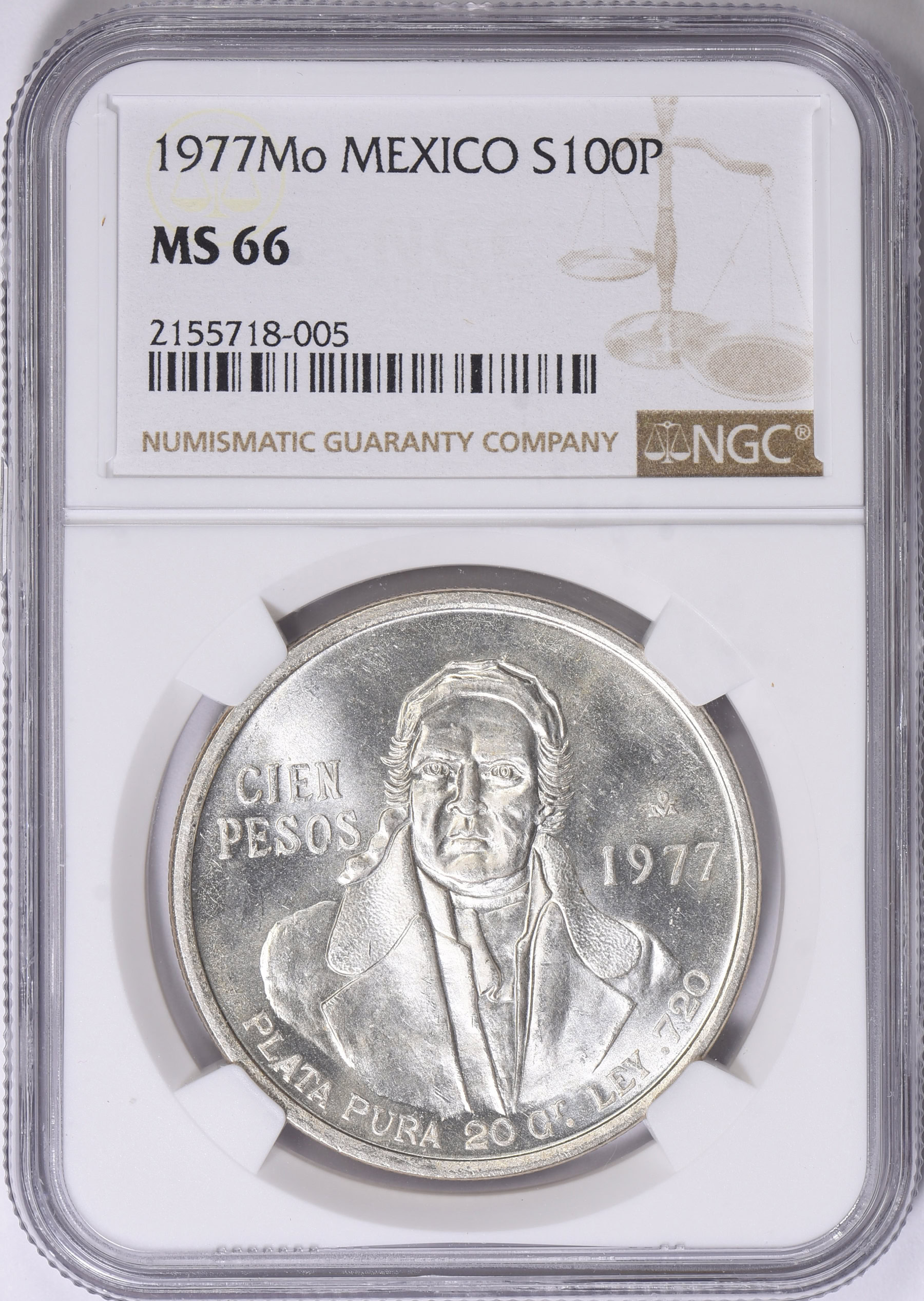 Mexico 1977-Mo Silver 100 Pesos KM-483.1 NGC MS-66 (Item 1693731 ...