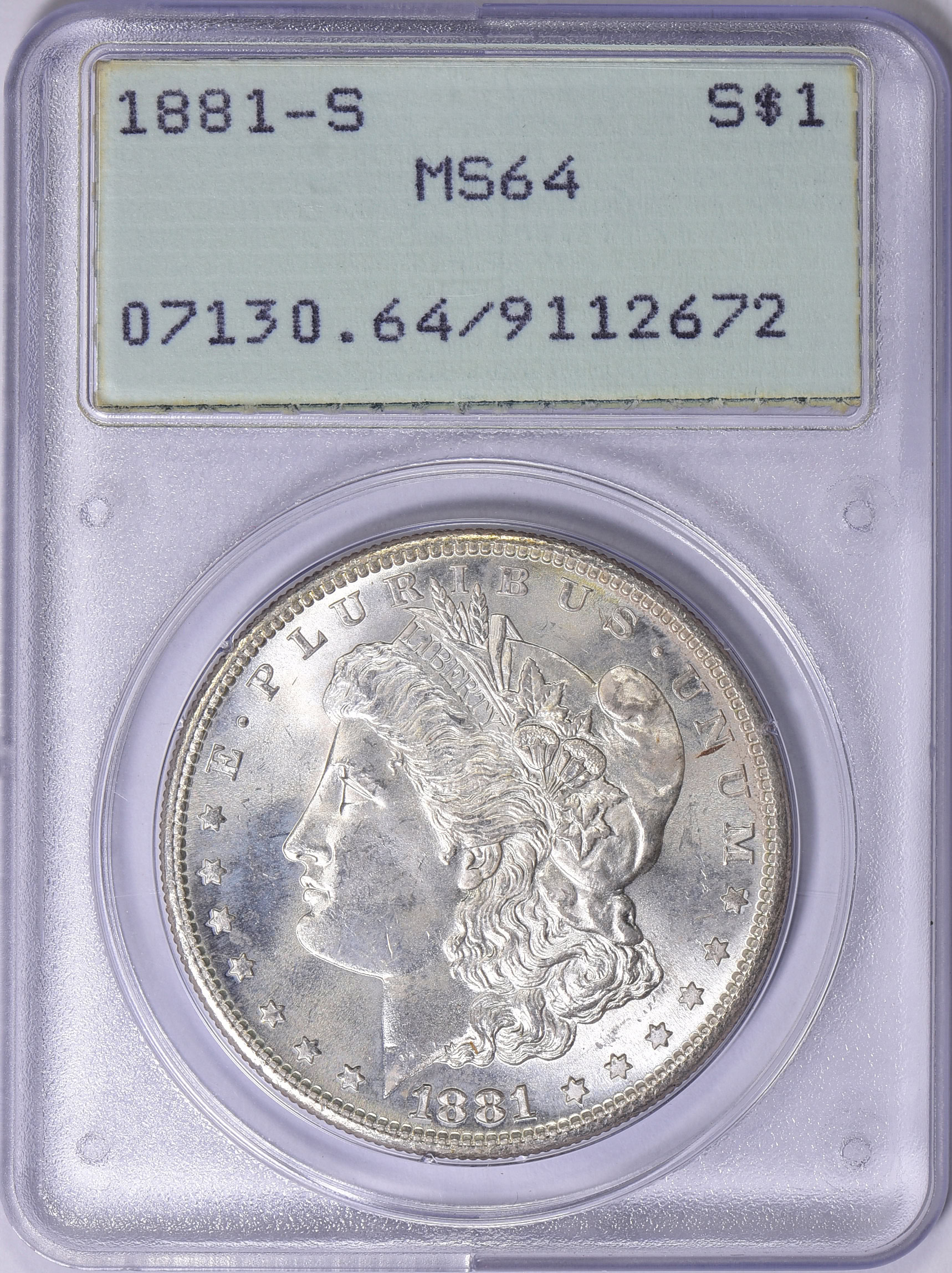 1881-S Morgan Silver Dollar PCGS MS-64 OGH (1st Gen) (Toned) (Item 1693745) | GreatCollections ...