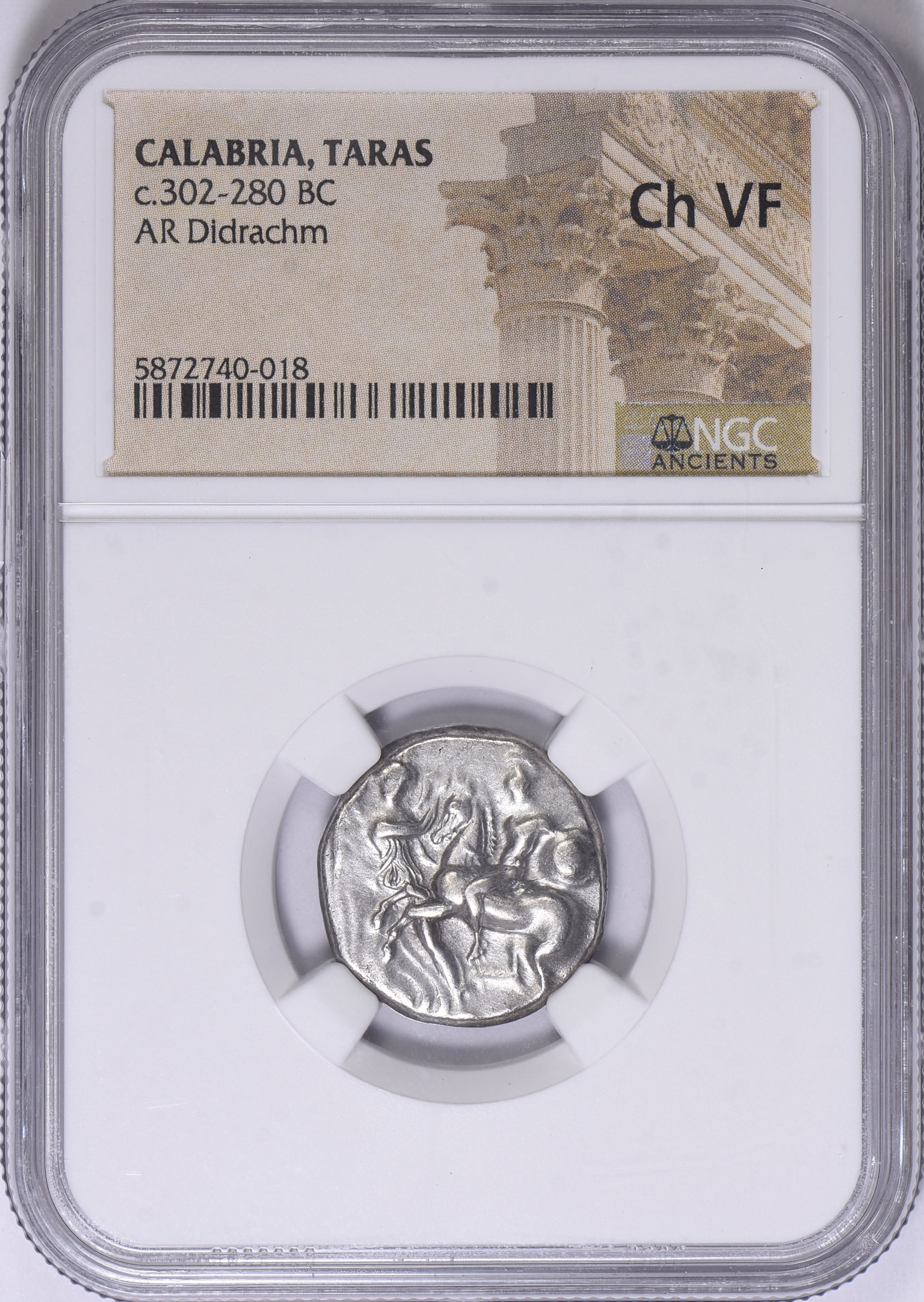 Ancient Calabria, Taras c.302-280 B.C. AR Didrachm NGC Ch VF | NGC Cert ...