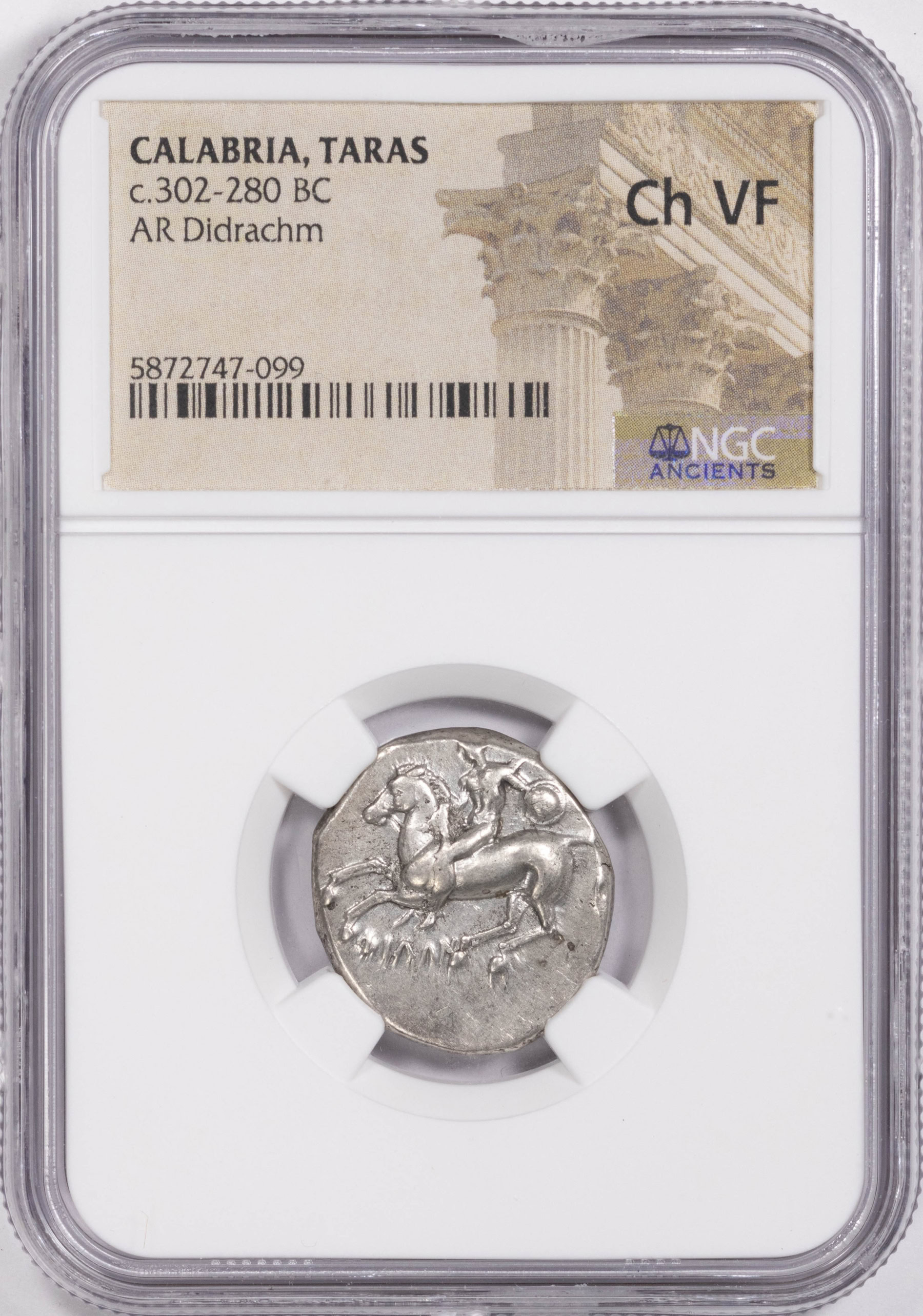 Ancient Calabria, Taras c.302-280 B.C. AR Didrachm NGC Ch VF | NGC Cert ...