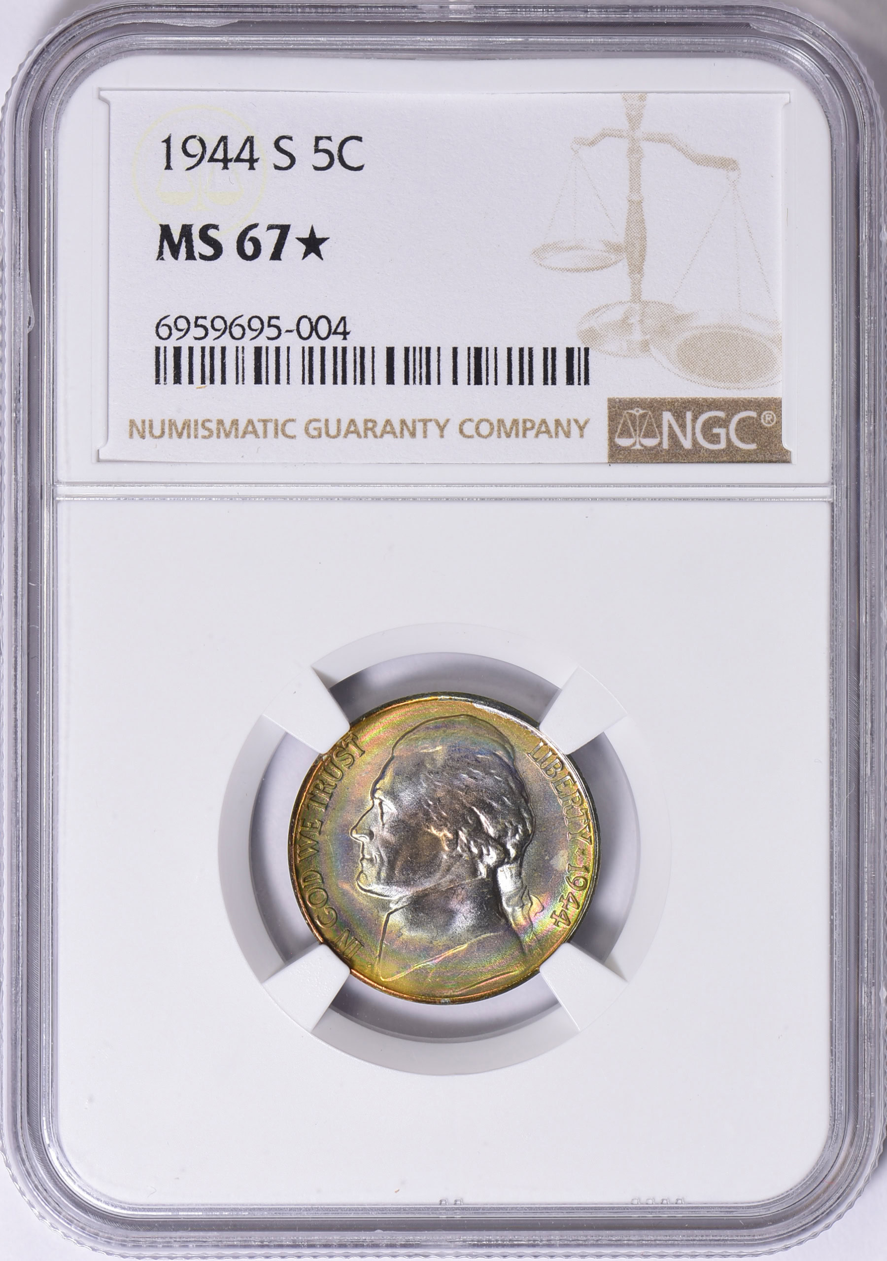 1944-S Jefferson Nickel NGC MS-67 ★ (Toned) (Item 1693865) | GreatCollections Coin Auctions