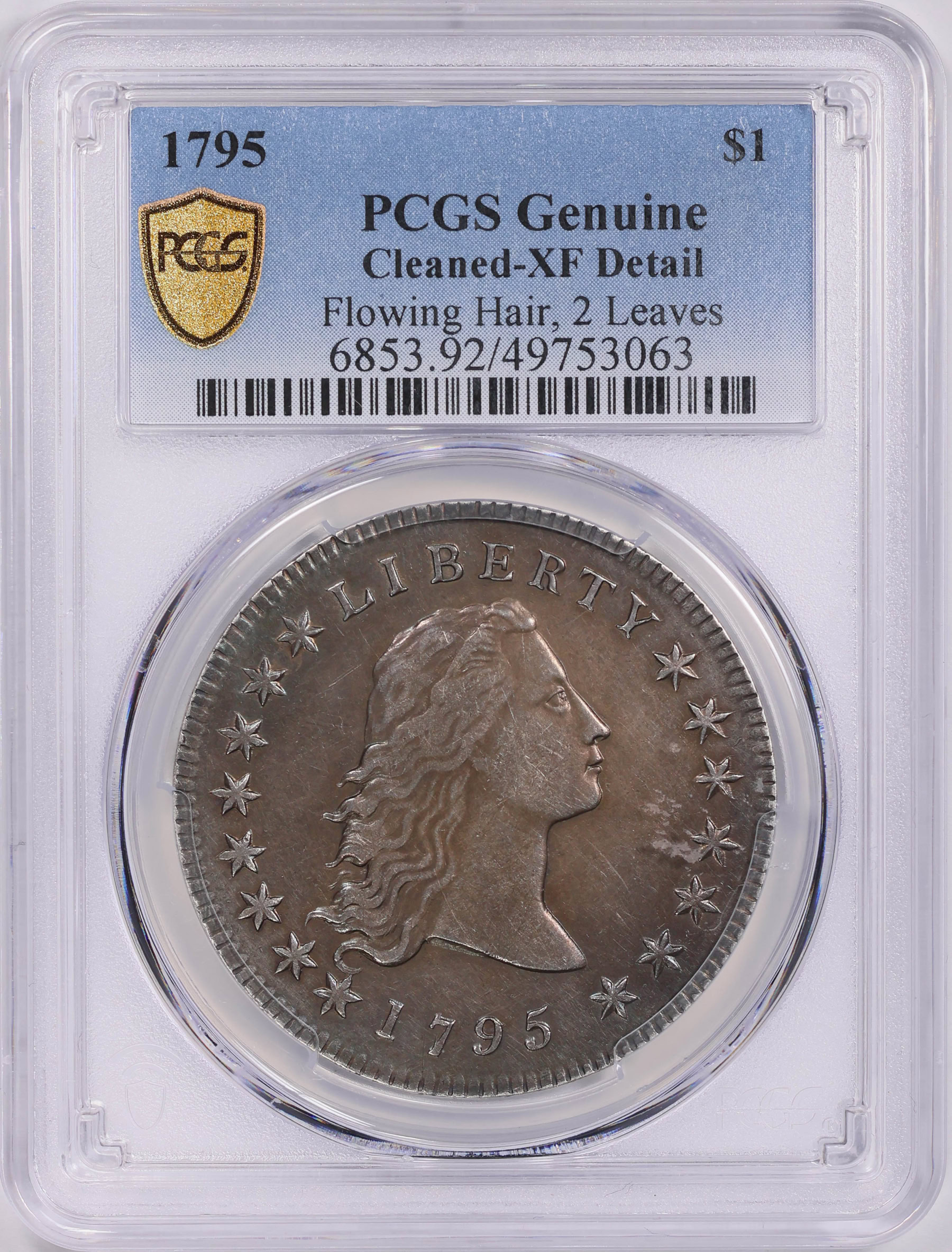 1795 Flowing Hair Silver Dollar 2 Leaves PCGS Genuine XF Details (Item 1693956 ...