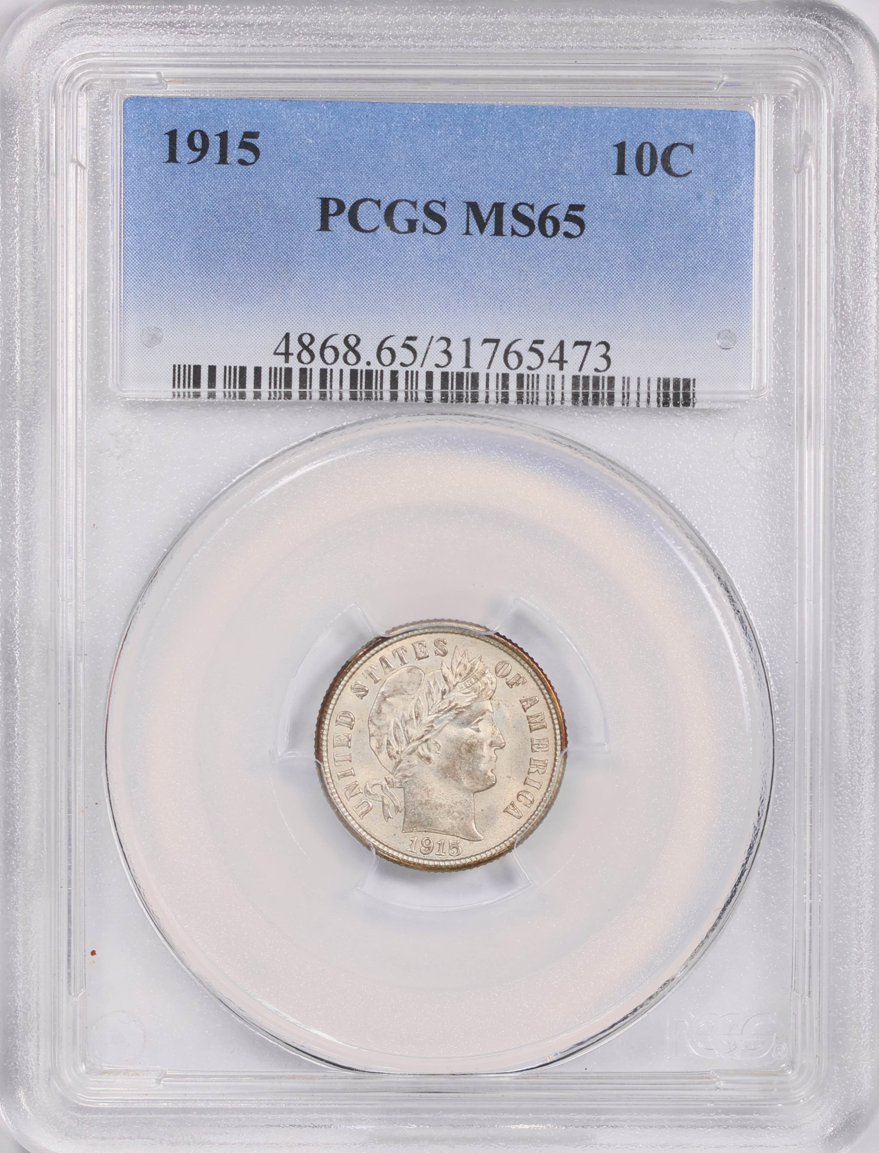 1915 Barber Dime PCGS MS-65 (Item 1693976) | GreatCollections Coin Auctions