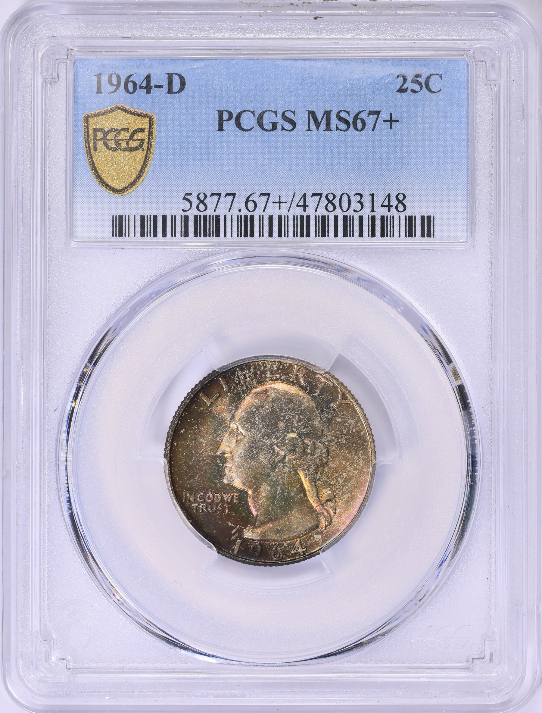 1964-D Washington Quarter PCGS MS-67+ (Toned) (Item 1694019) | GreatCollections Coin Auctions