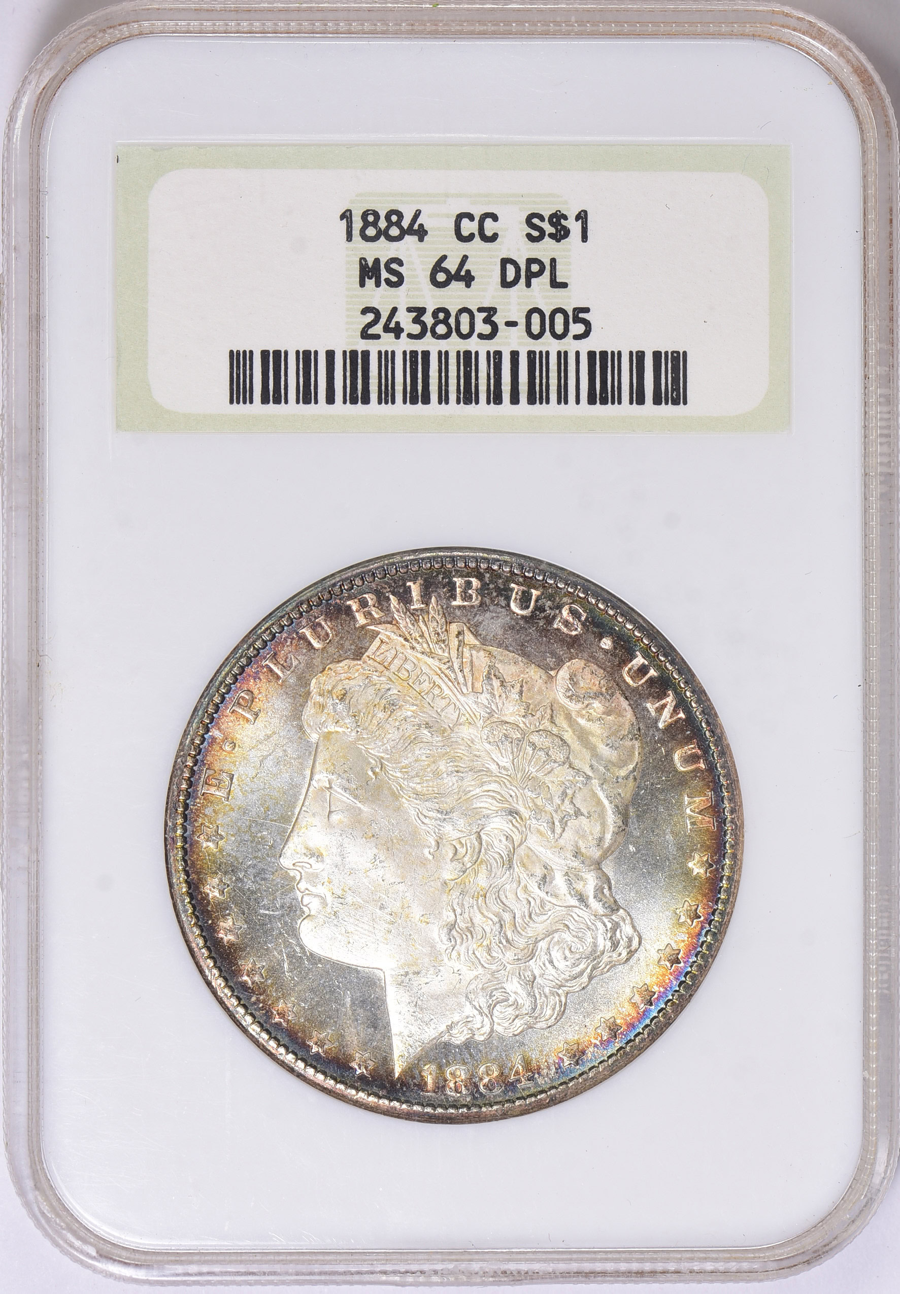 1884-CC Morgan Silver Dollar NGC MS-64 DPL OH (Toned) (Item 1694065) | GreatCollections Coin ...