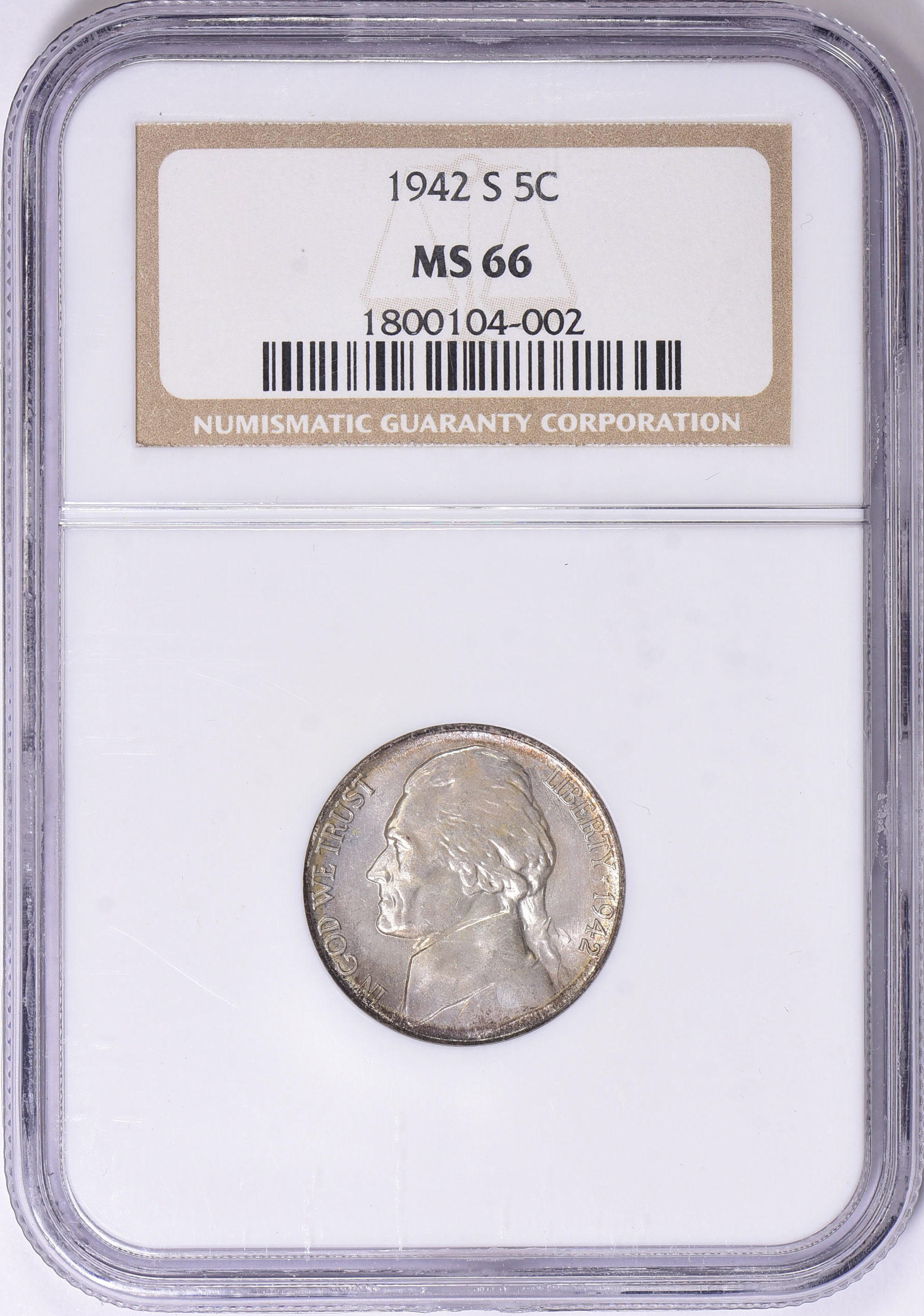 1942-S Jefferson Nickel NGC MS-66 (Item 1694069) | GreatCollections Coin Auctions