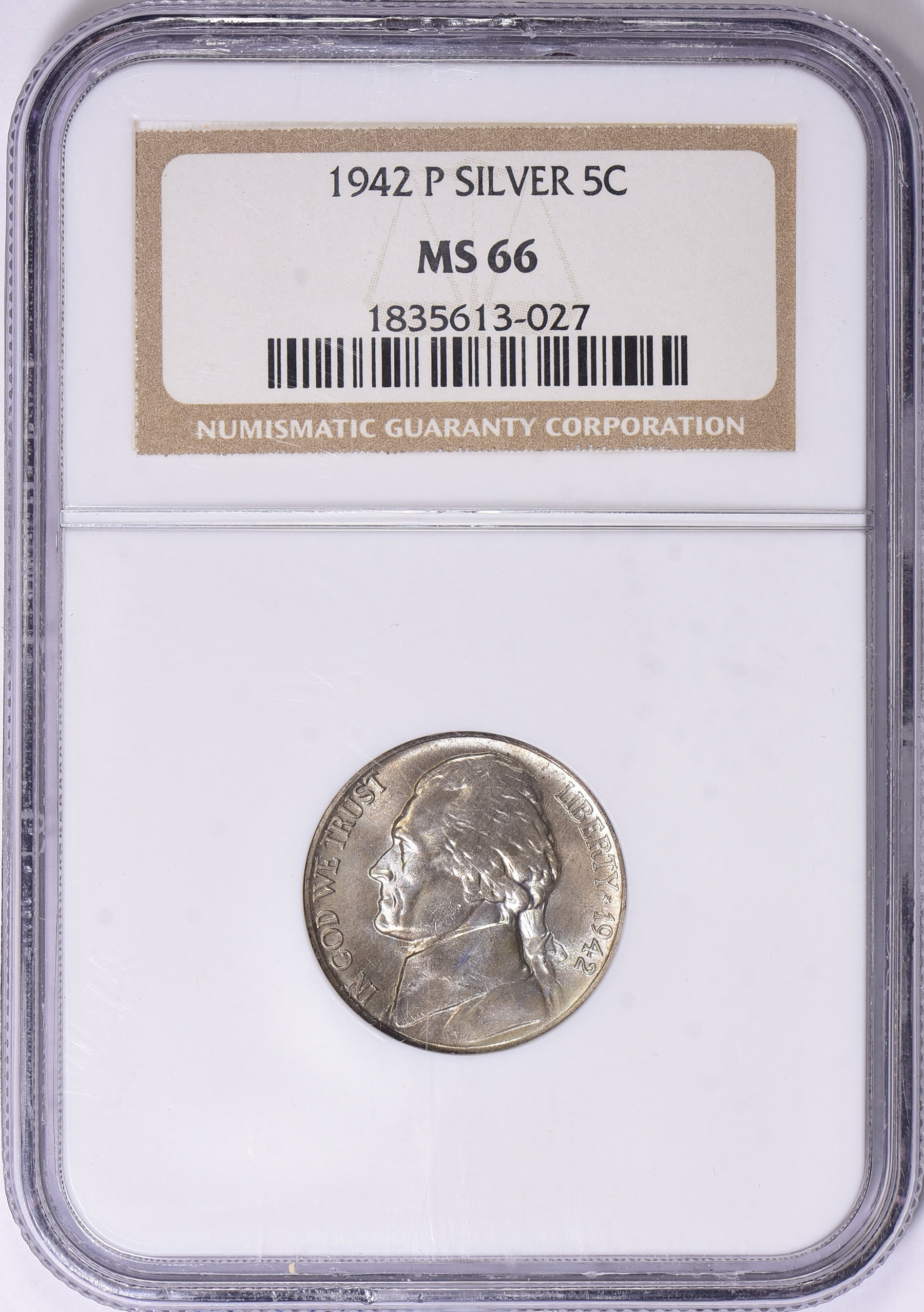 1942-P Jefferson Nickel NGC MS-66 (Item 1694070) | GreatCollections Coin Auctions