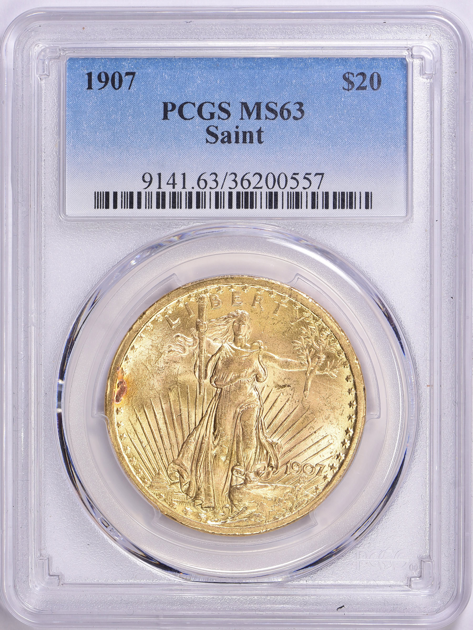 1907 Saint-Gaudens Gold Double Eagle Arabic Numerals PCGS MS-63 (Item ...