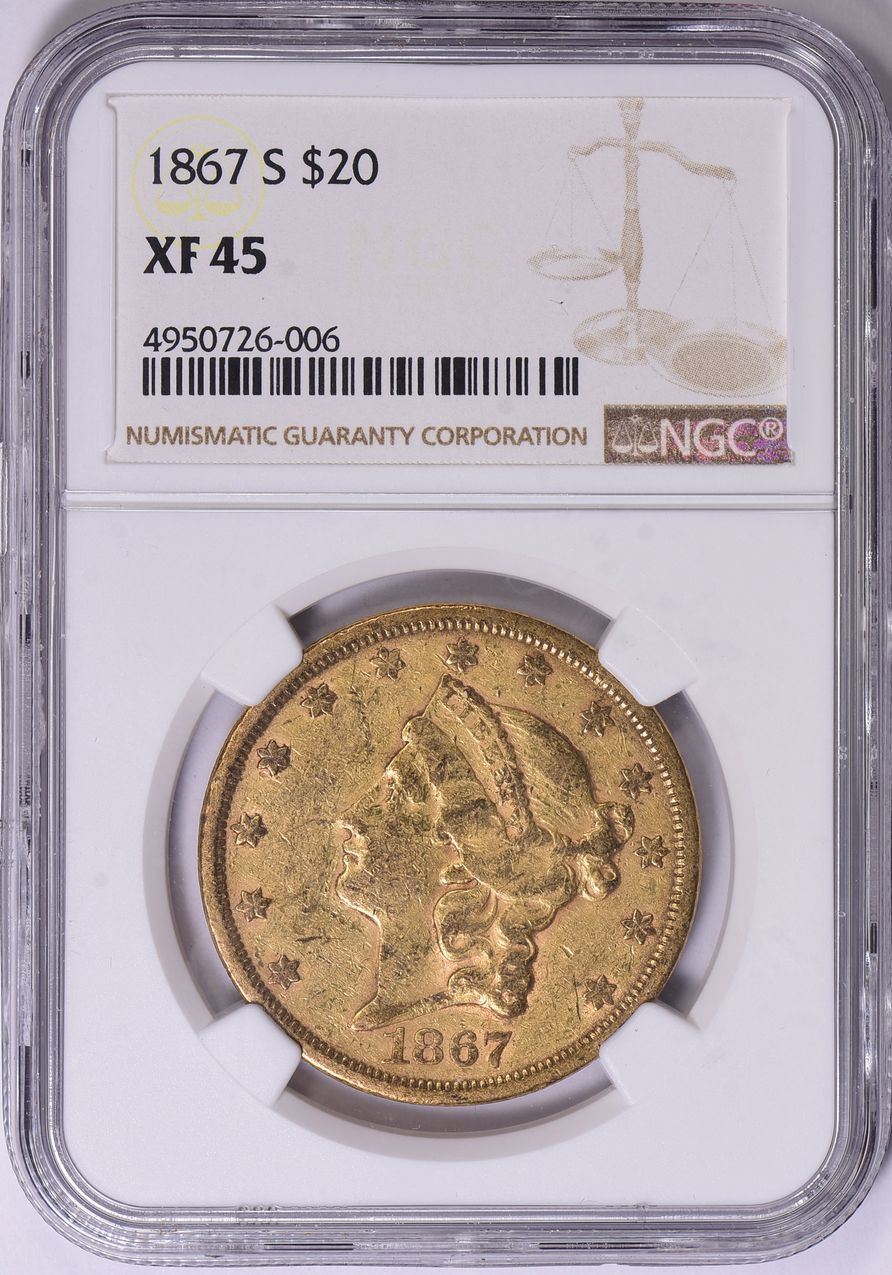 1867-S Liberty Gold Double Eagle NGC XF-45 (Item 1694131) | GreatCollections Coin Auctions