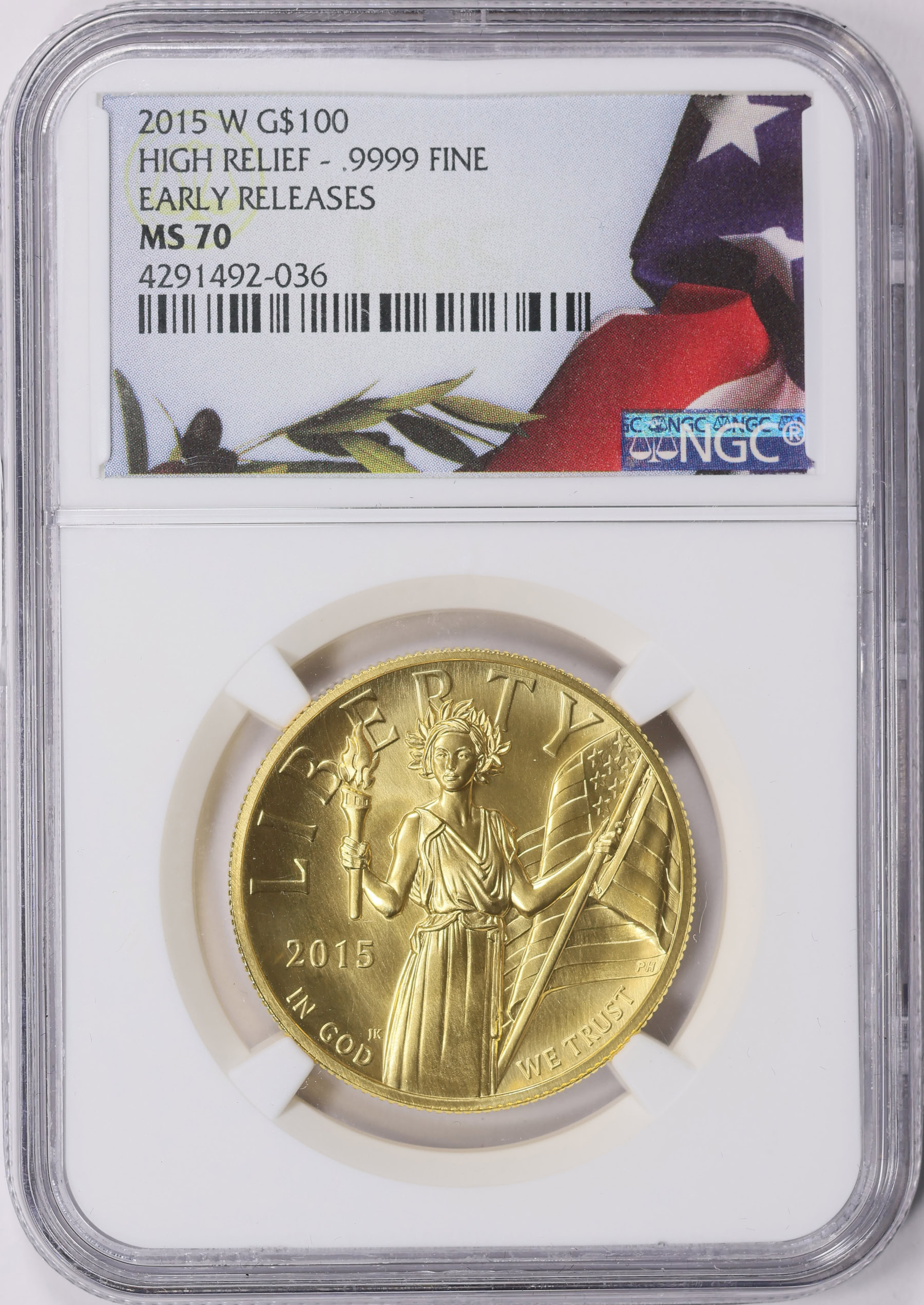 2015-W America Liberty High Relief $100 Gold Early Releases NGC MS-70 ...