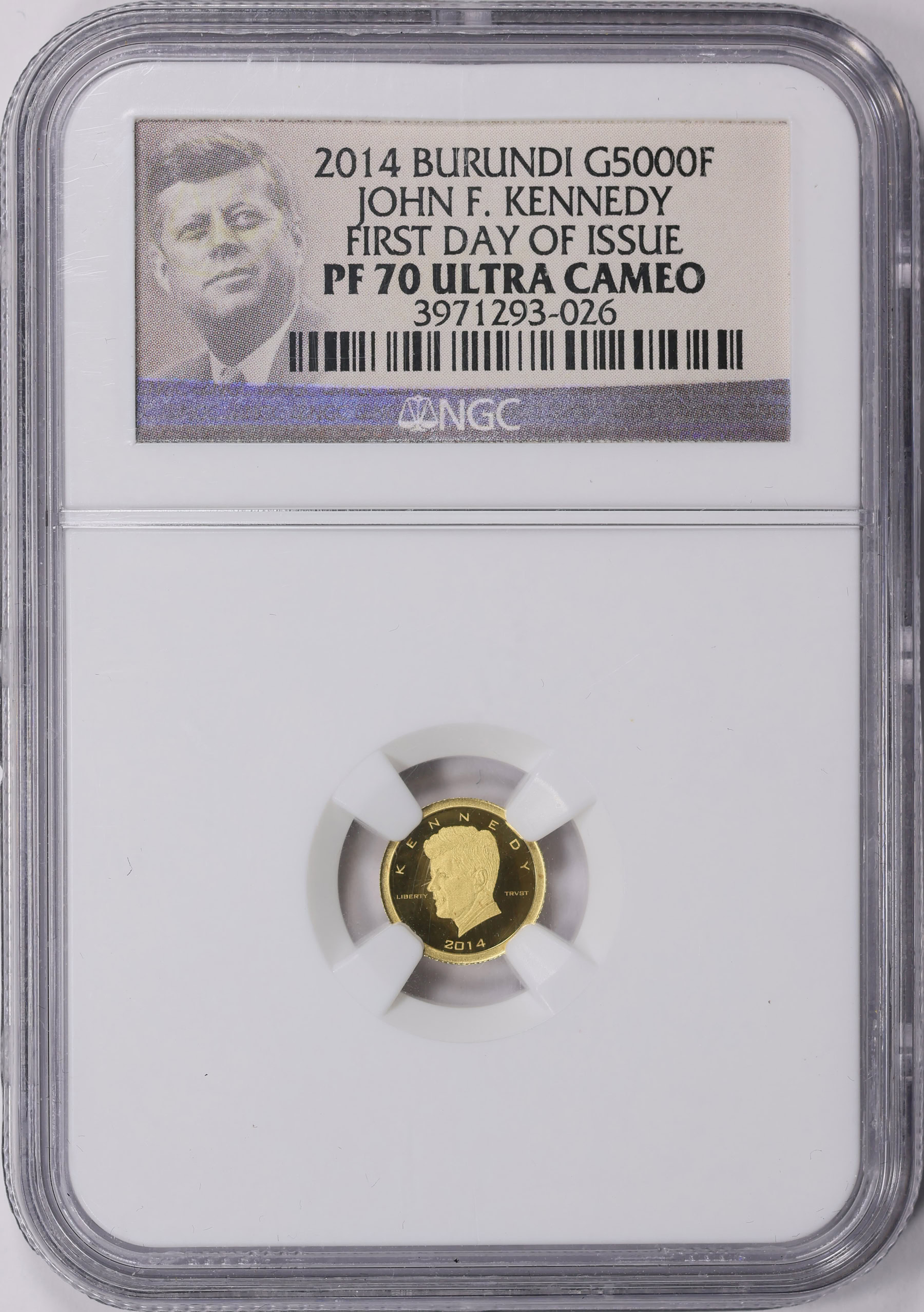 Burundi 2014 Gold 5,000 Francs John F. Kennedy First Day of Issue NGC ...