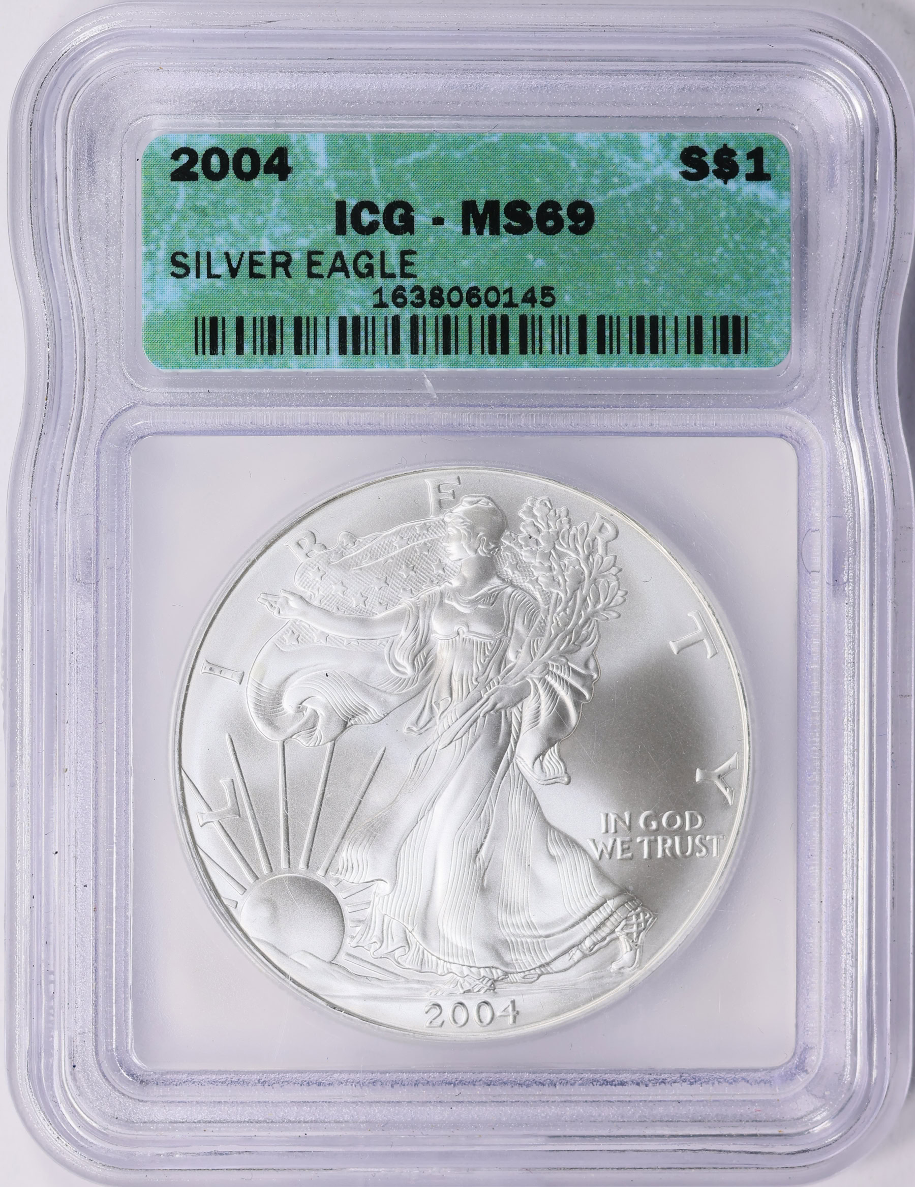 2004 $1 Silver Eagle ICG MS-69 (Item 1694251) | GreatCollections Coin Auctions