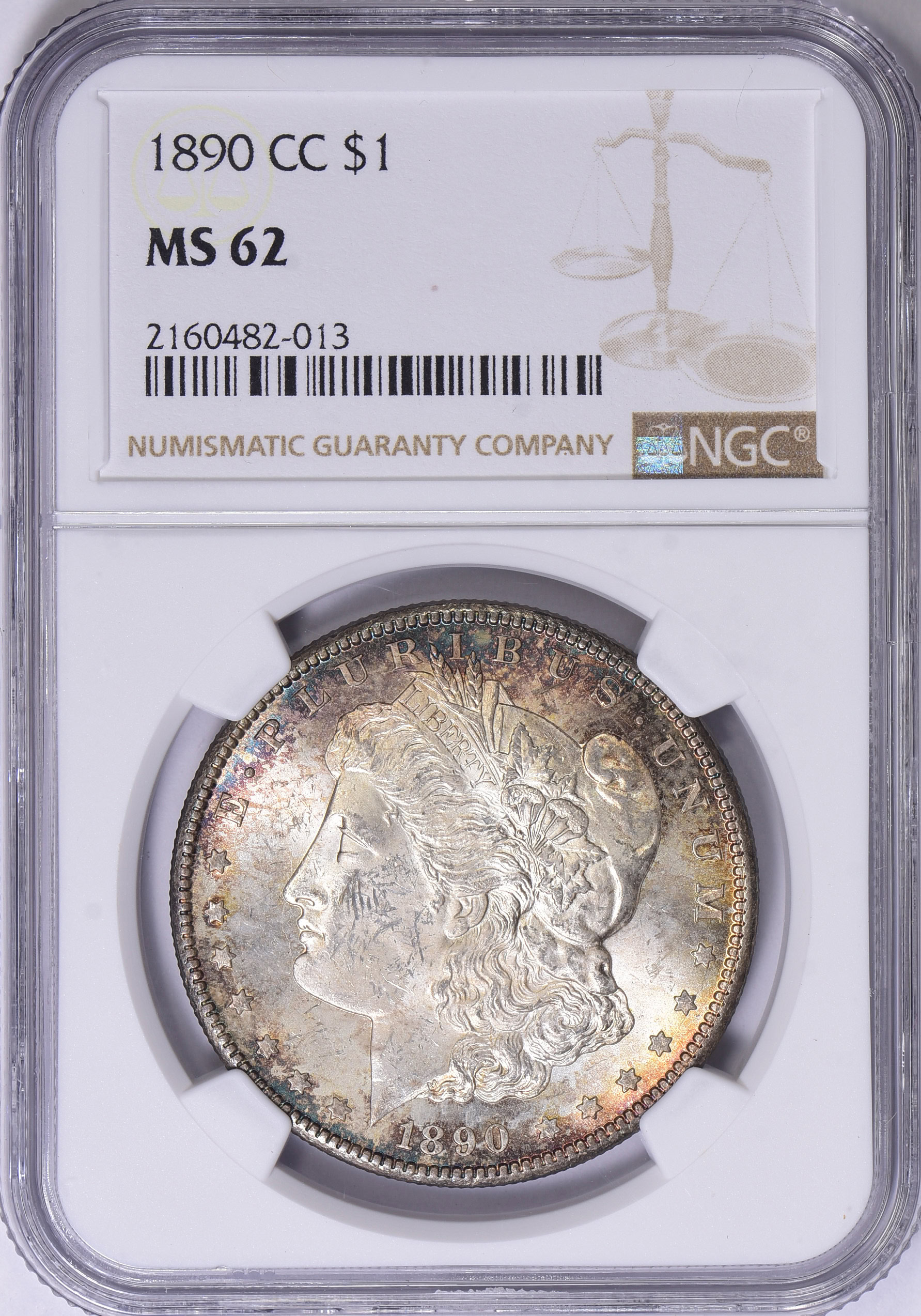 1890-CC Morgan Silver Dollar NGC MS-62 (Toned) (Item 1694364) | GreatCollections Coin Auctions