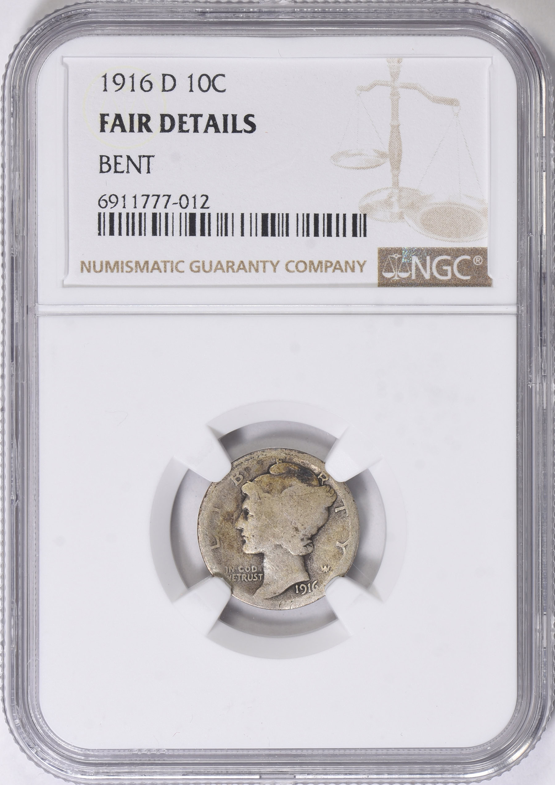 1916-D Mercury Dime NGC Fair Details (Item 1694380) | GreatCollections Coin Auctions