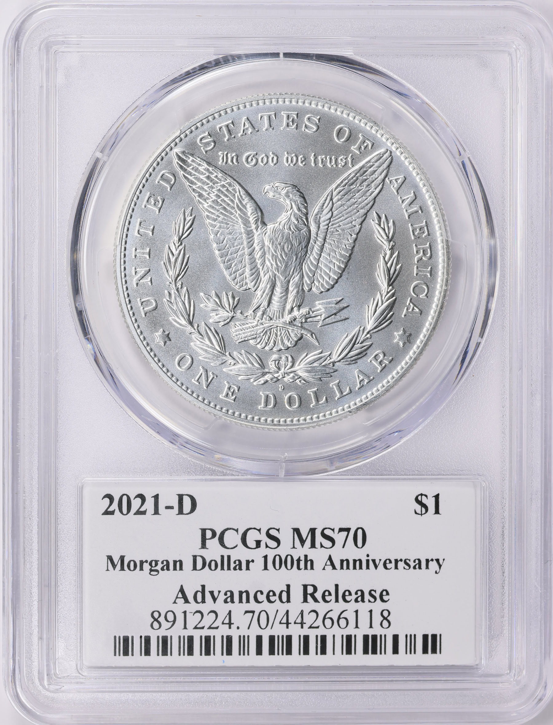 2021-D Morgan Silver Dollar 100th Anniversary Advanced Release PCGS MS ...