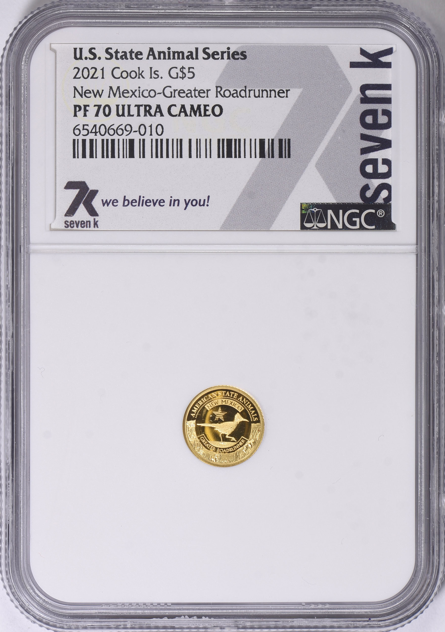 Cook Islands 2021 Gold $5 US State Animal Series New Mexico Greater ...