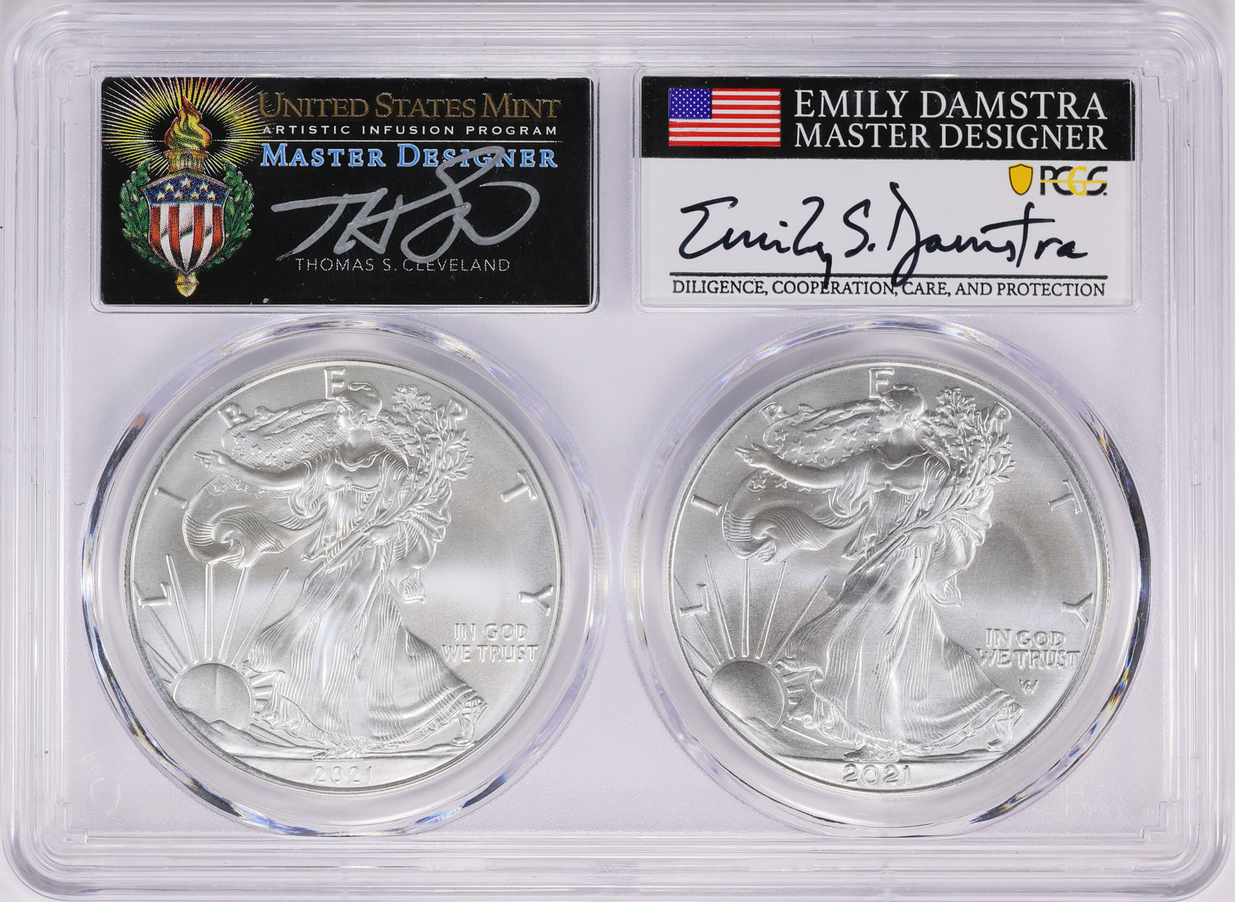 2021 $1 Silver Eagle Type 1 and Type 2 Set Last/First Day of Production ...