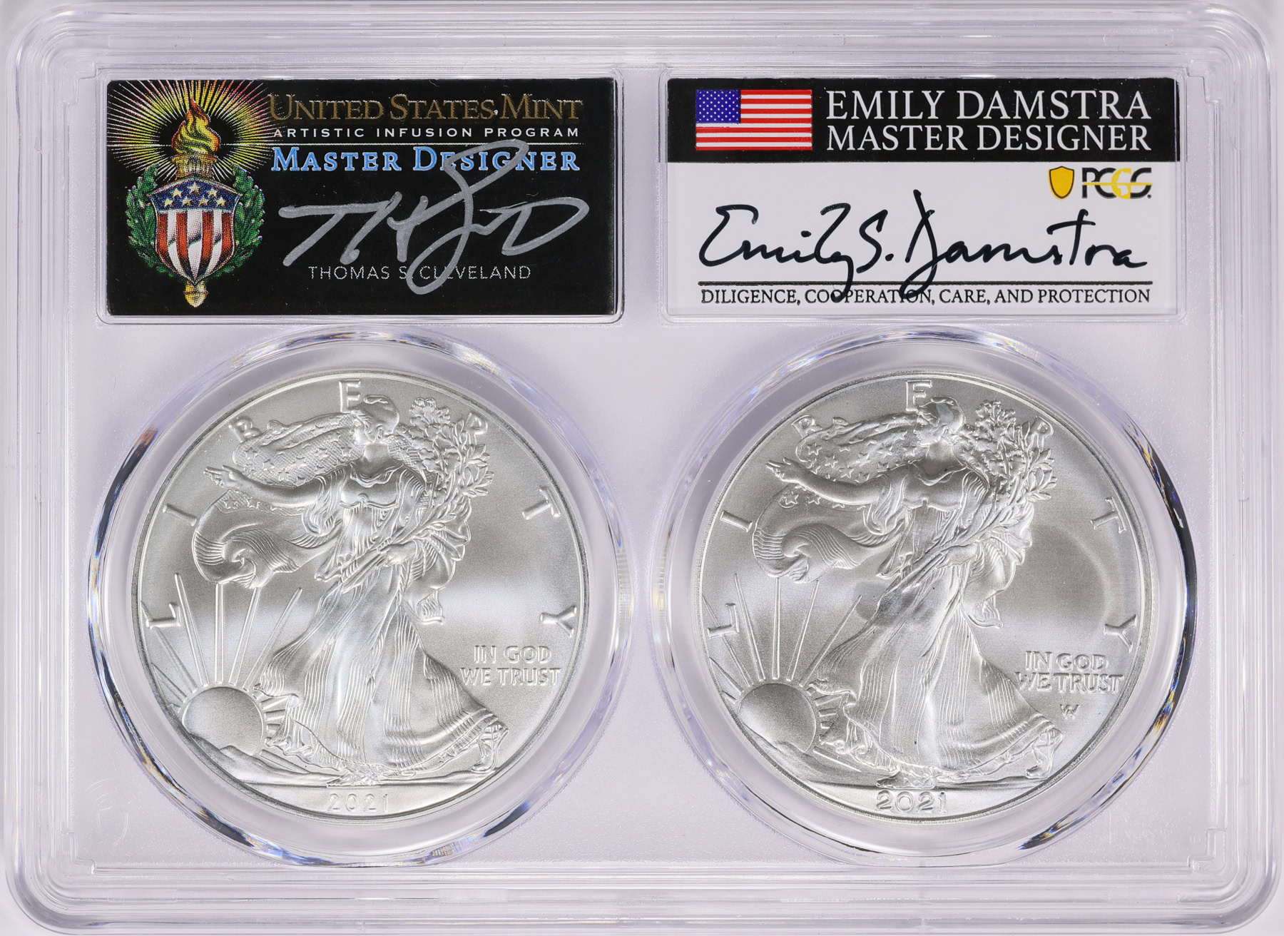 2021 $1 Silver Eagle Type 1 and Type 2 Set Last/First Day of Production ...