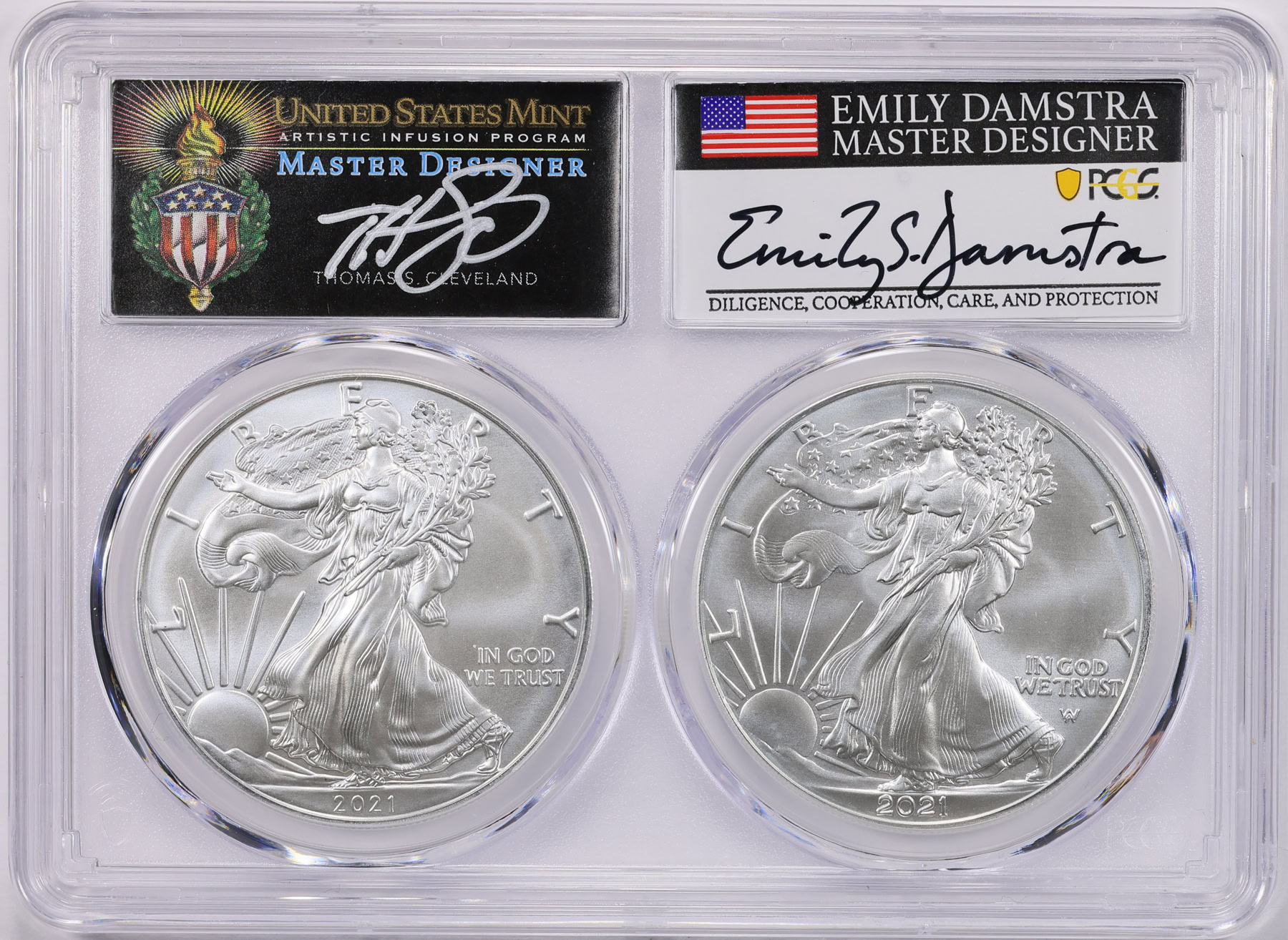 2021 $1 Silver Eagle Type 1 and Type 2 Set Last/First Day of Production ...