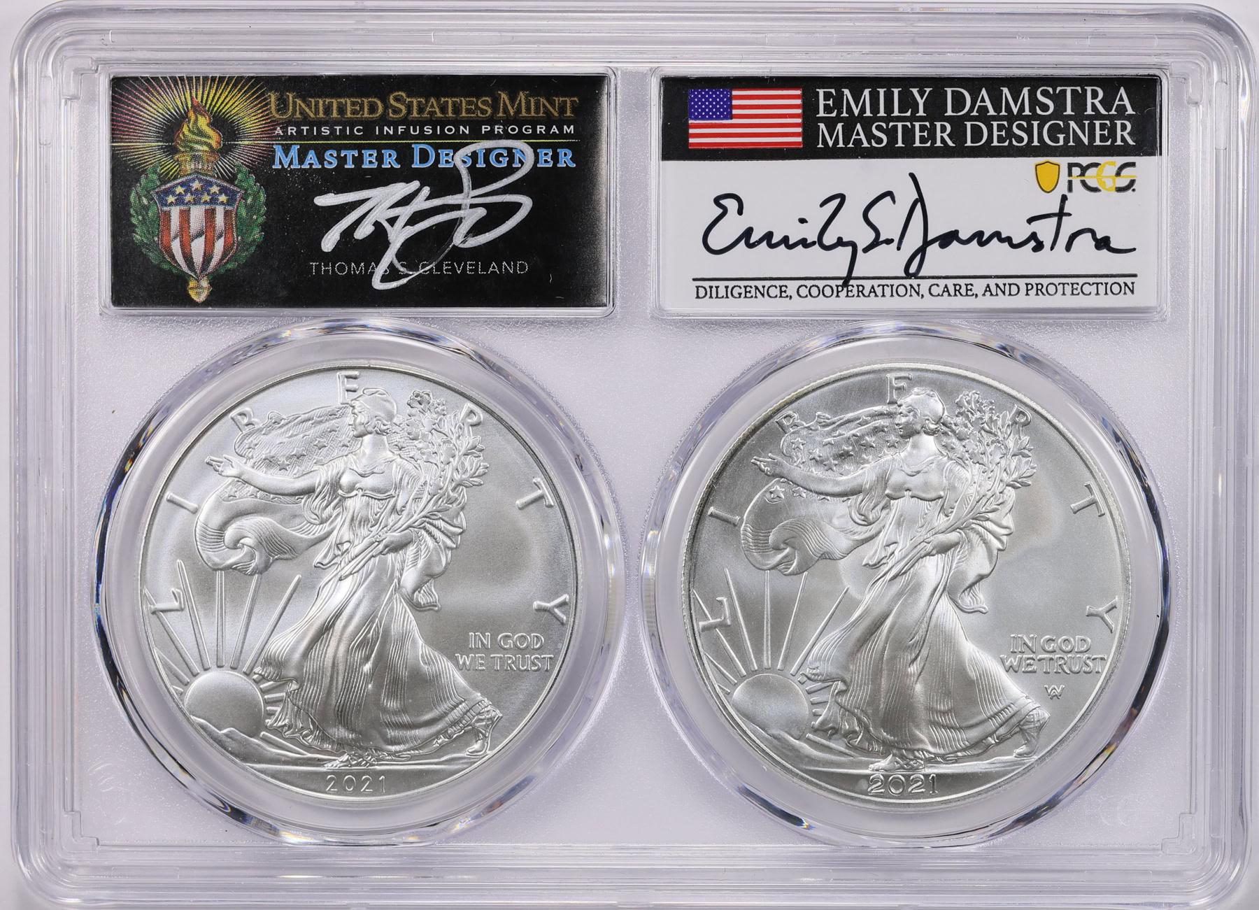 2021 $1 Silver Eagle Type 1 and Type 2 Set Last/First Day of Production ...