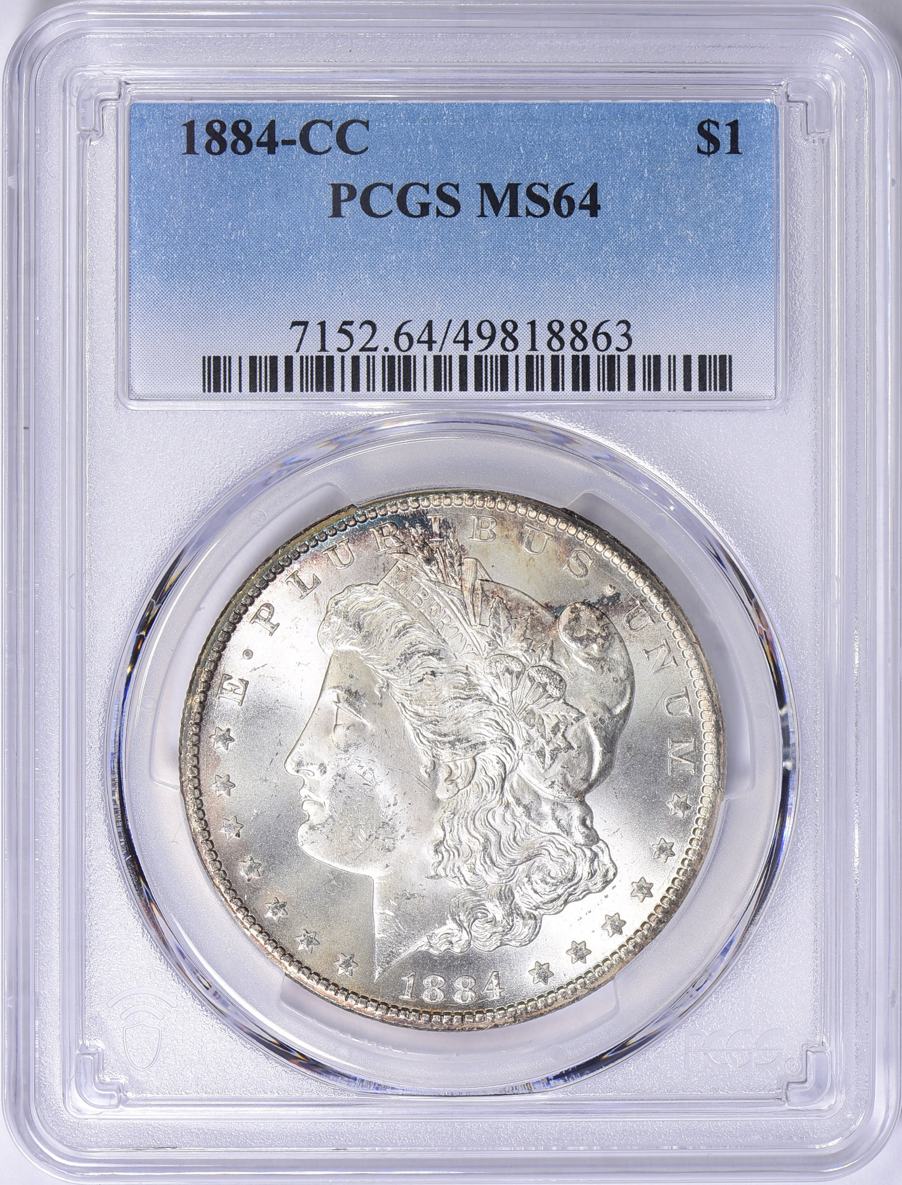 1884-CC Morgan Silver Dollar PCGS MS-64 (Toned) (Item 1694811) | GreatCollections Coin Auctions