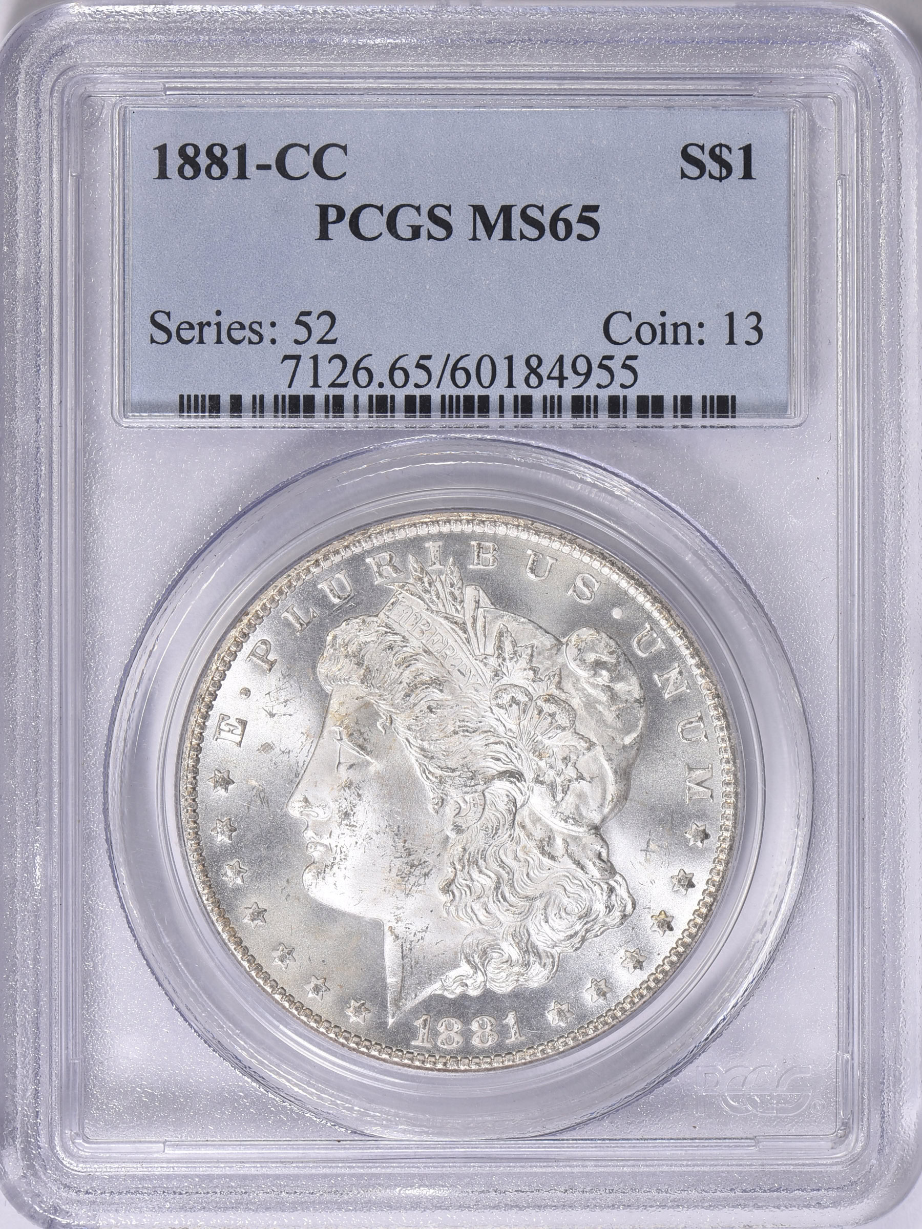 1881-CC Morgan Silver Dollar PCGS MS-65 (Item 1694845) | GreatCollections Coin Auctions